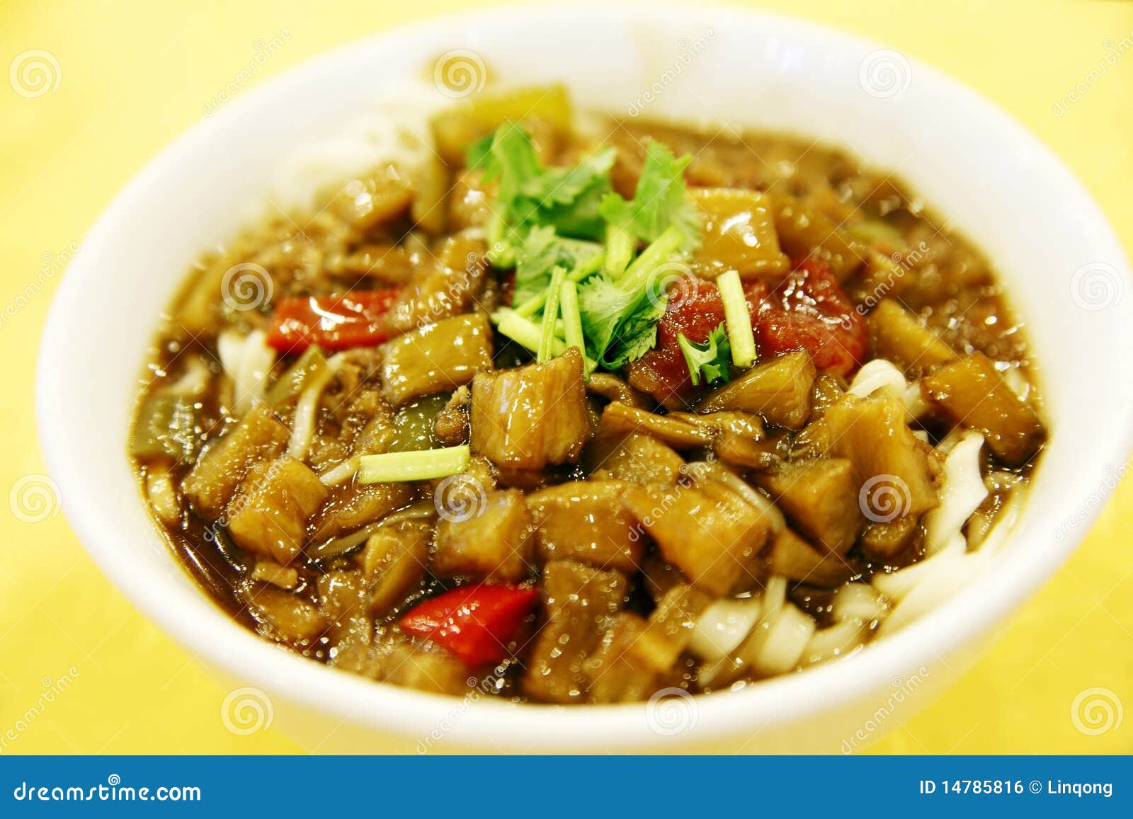 Chinese Egg Noodles Topping Slice Roasted Pork Floating On Plate ...