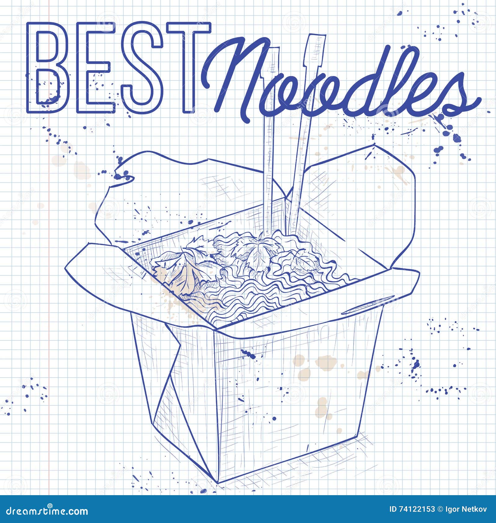 Chinese Noodles Box on a Notebook Page Stock Vector - Illustration of ...