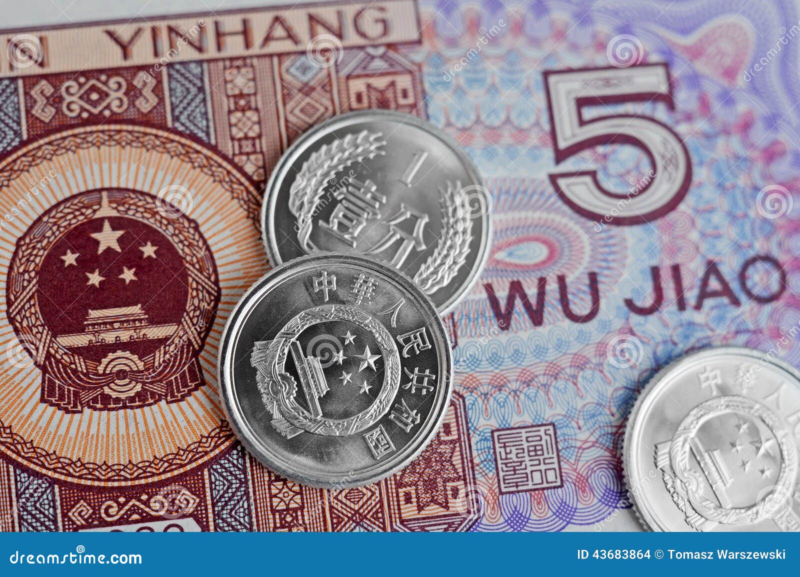 Chinese Notes and Coins stock photo. Image of earn, banknote - 43683864