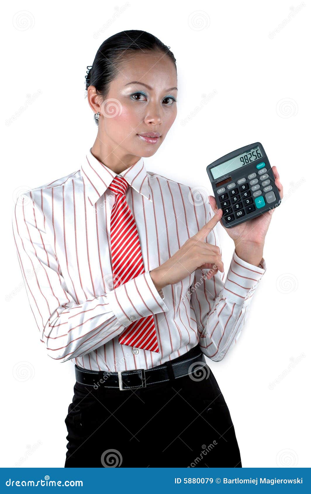 Chinese Office Lady Calculating Stock Image - Image of clerk, single ...