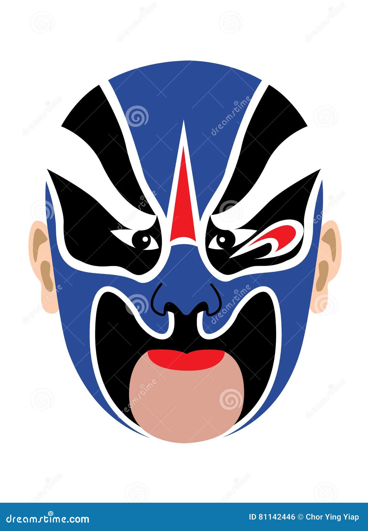 Chinese Opera Icon, Warrior And Knight Symbol Cartoon Vector ...