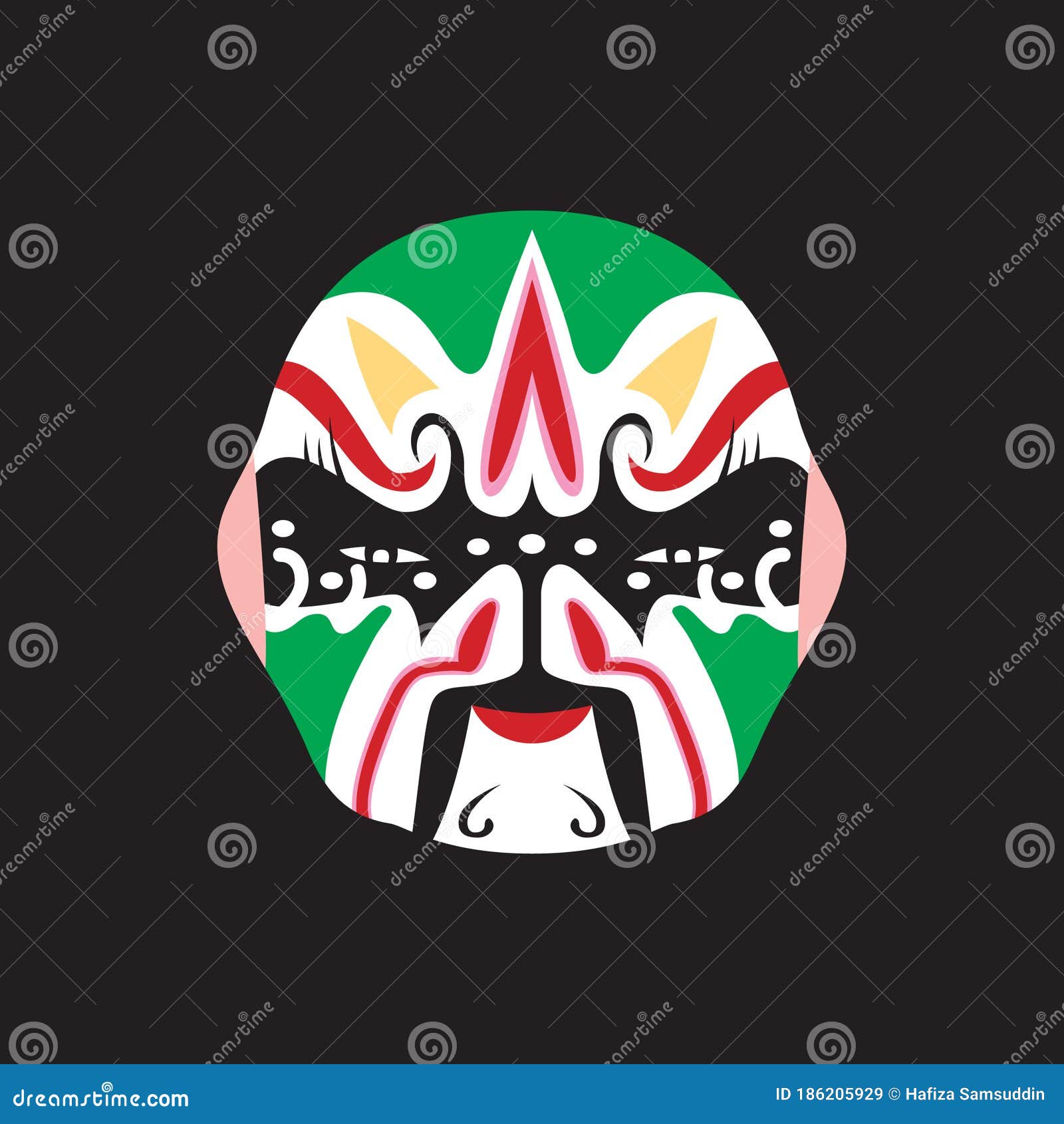 Chinese Opera Icon, Warrior And Knight Symbol Cartoon Vector ...