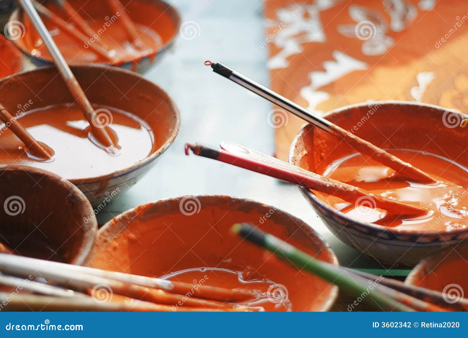 Chinese Orange Paint stock photo. Image of painting, bowls - 3602342
