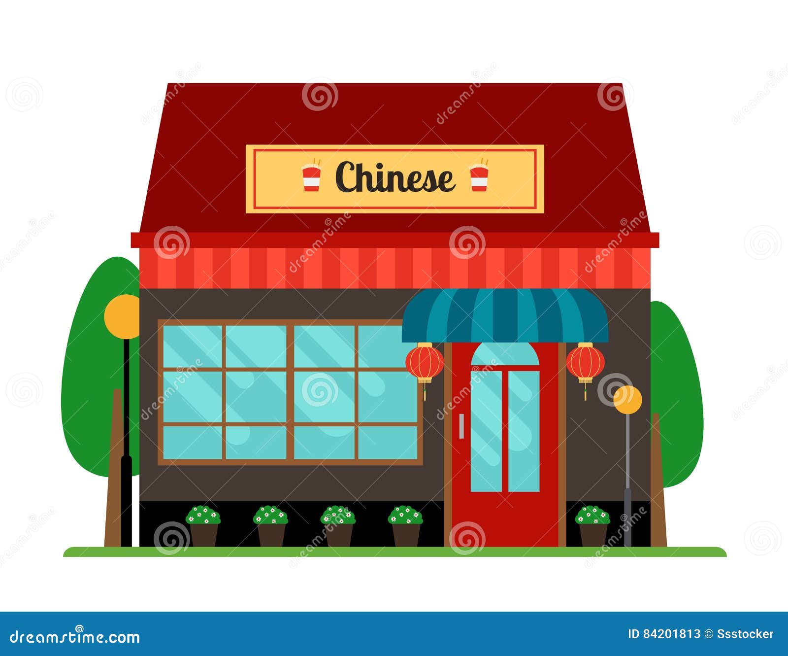 Chinese Oriental Cafe Front Stock Vector - Illustration of concept ...