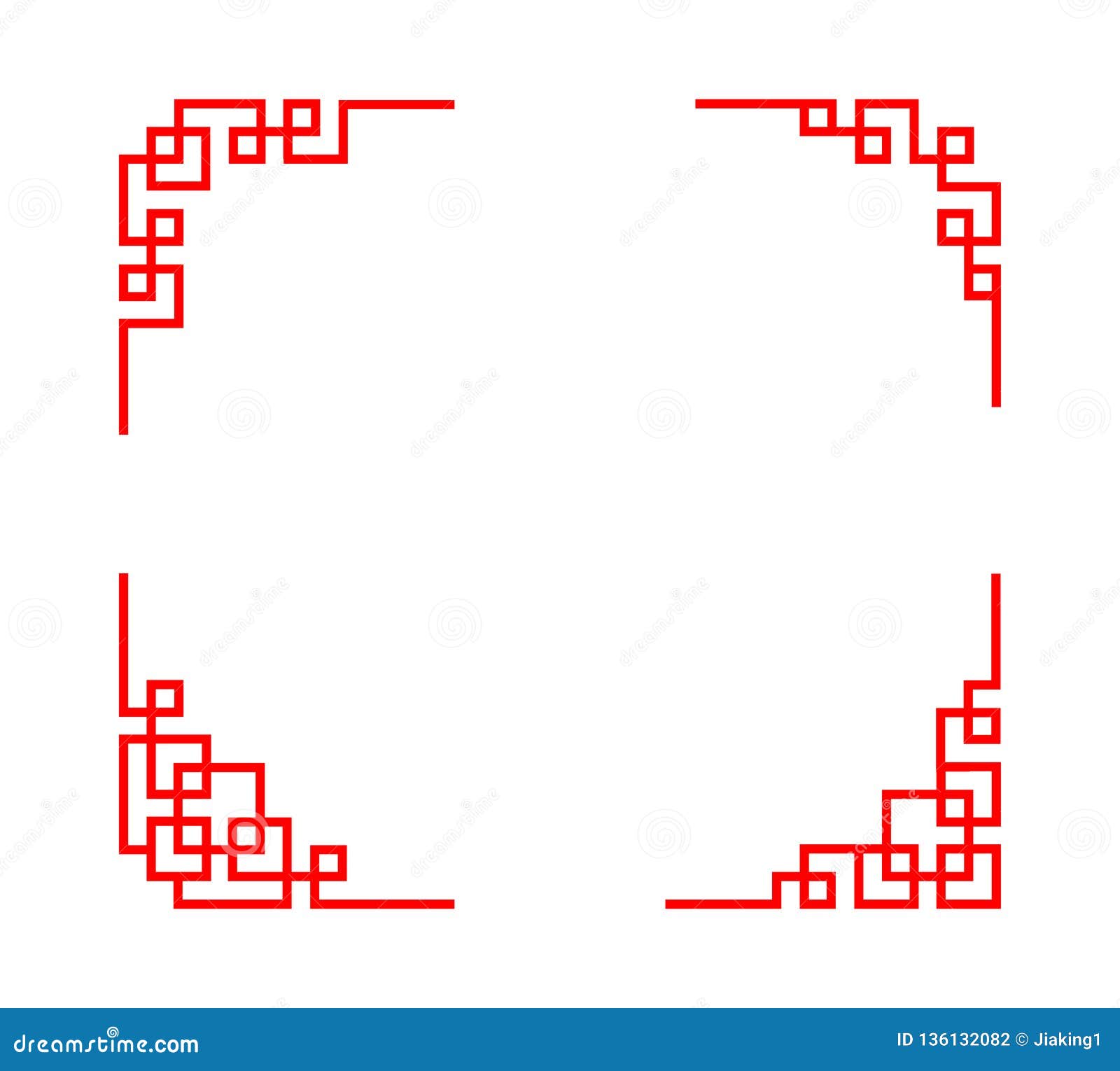 Chinese Ornament for Corner in Linear Art Stock Vector - Illustration ...