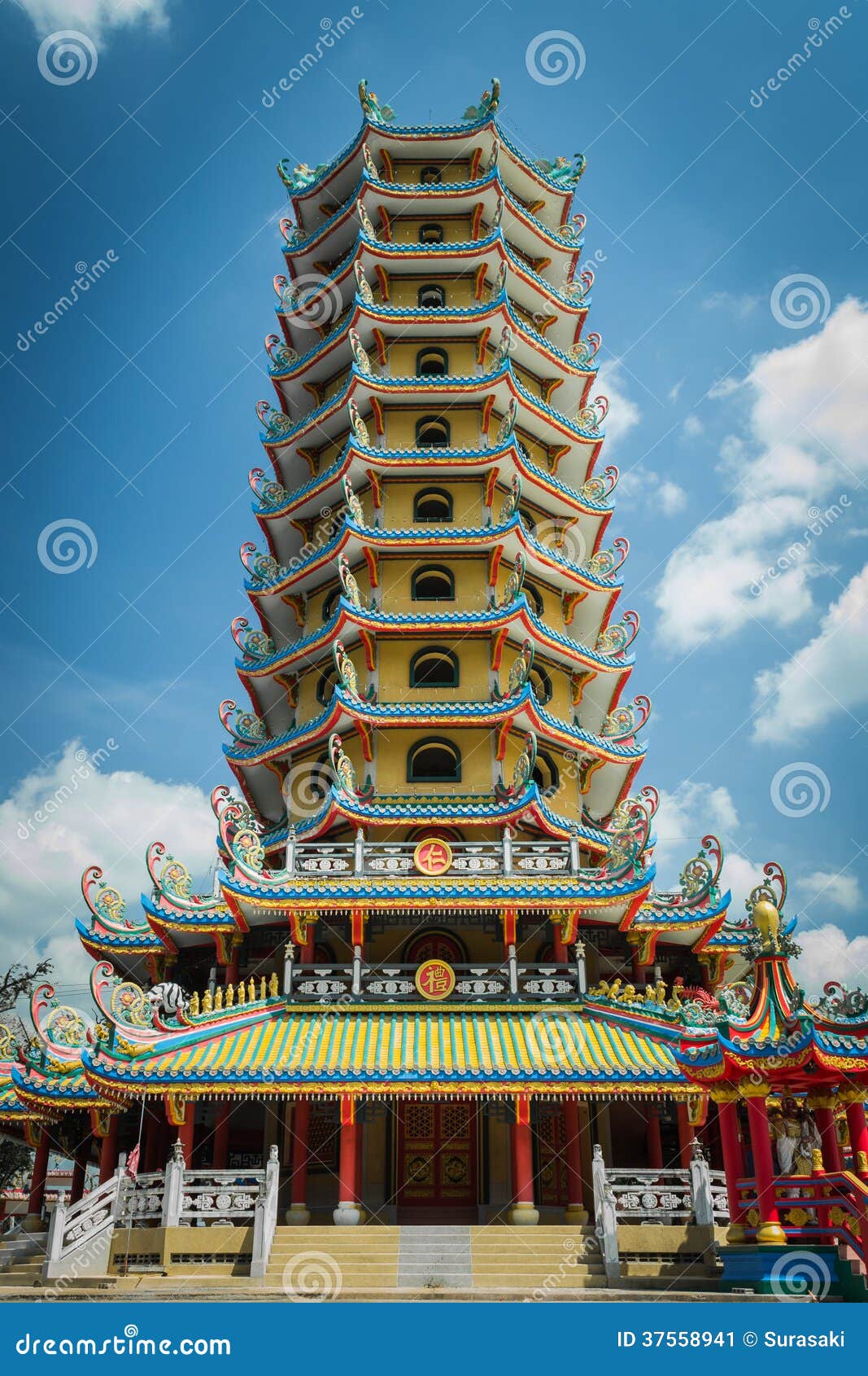 Chinese pagoda stock image. Image of windows, eaves, tower - 37558941