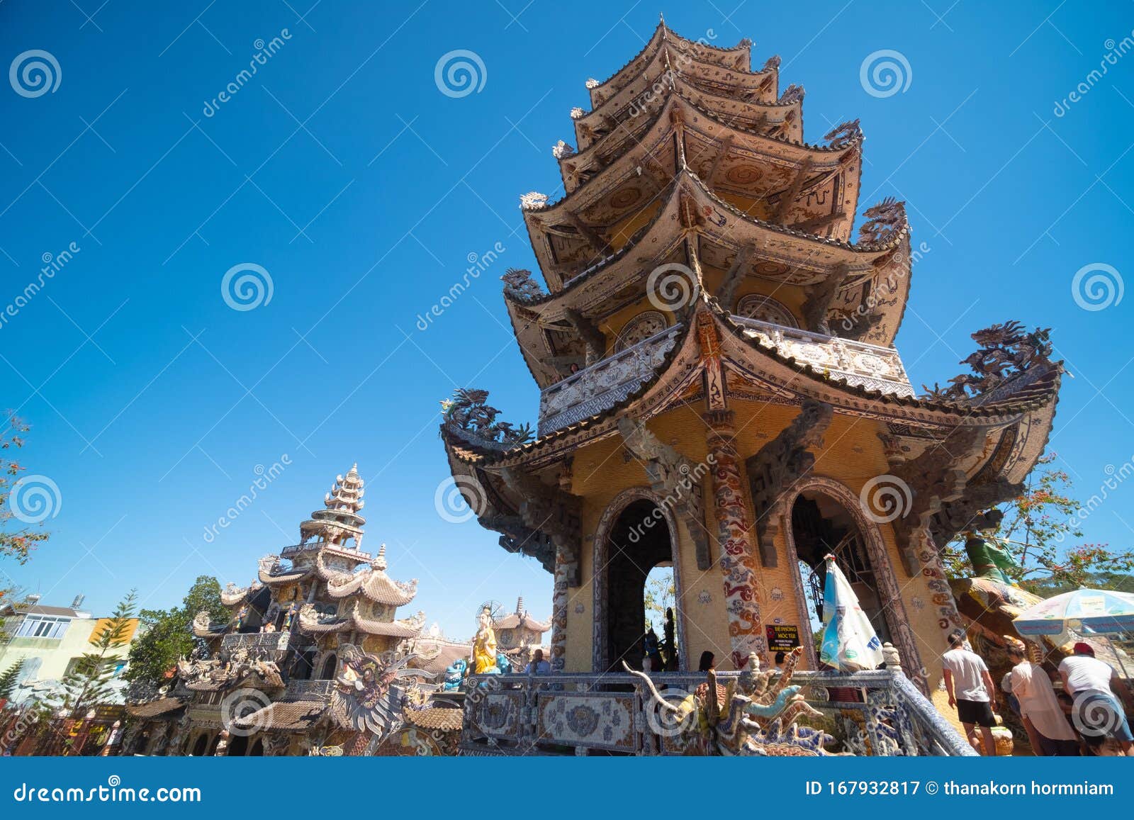 Chinese Pagoda and Blue Sky Background Editorial Photography - Image of ...