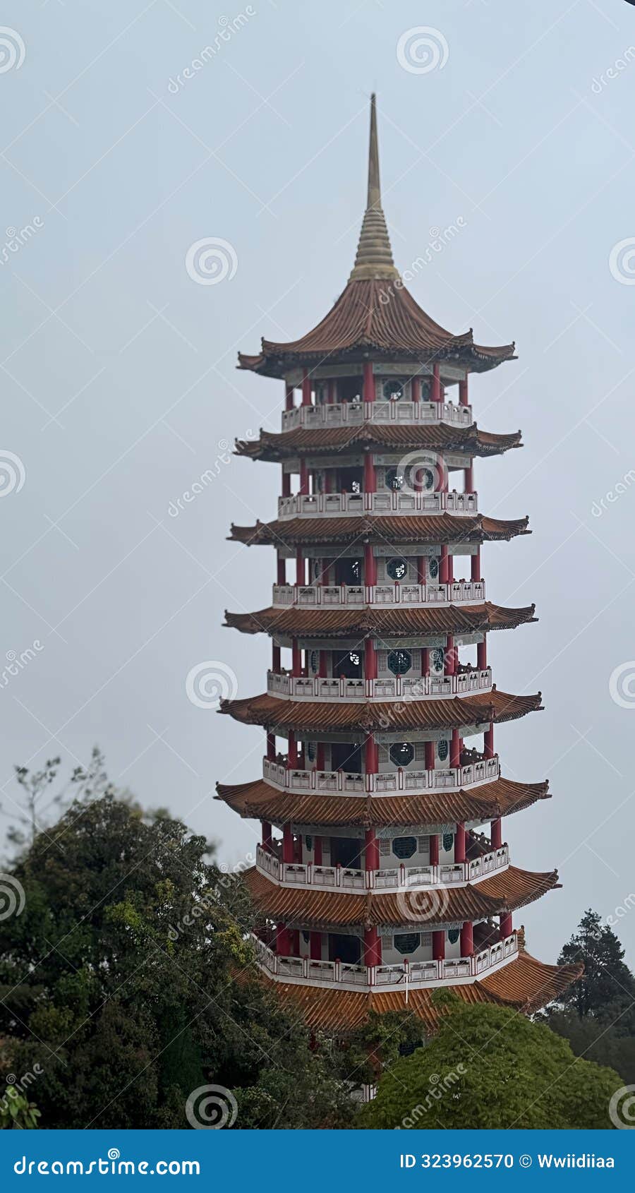 Chinese Pagoda Tower Top View Stock Illustration - Illustration of ...