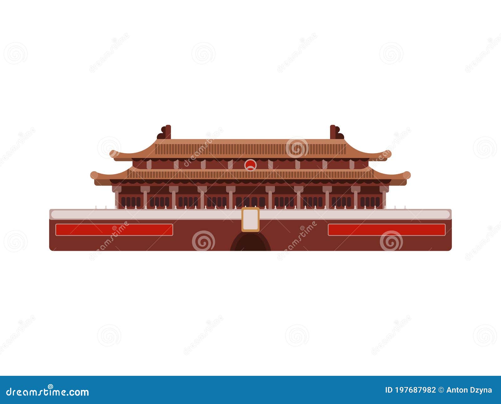 Chinese Palace Red Building. Flat on Background Stock Illustration ...