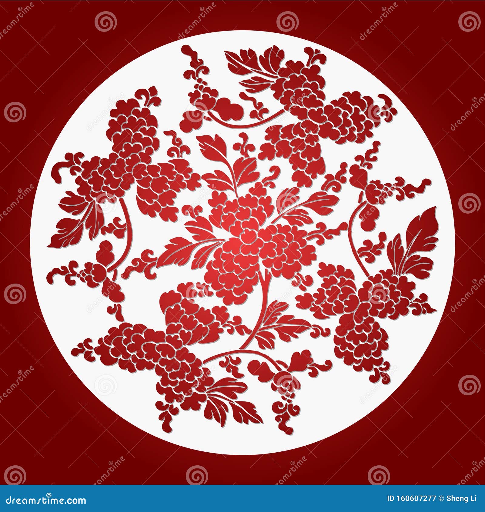 The Chinese Paper-Cut Background, Peony Stock Vector - Illustration of ...