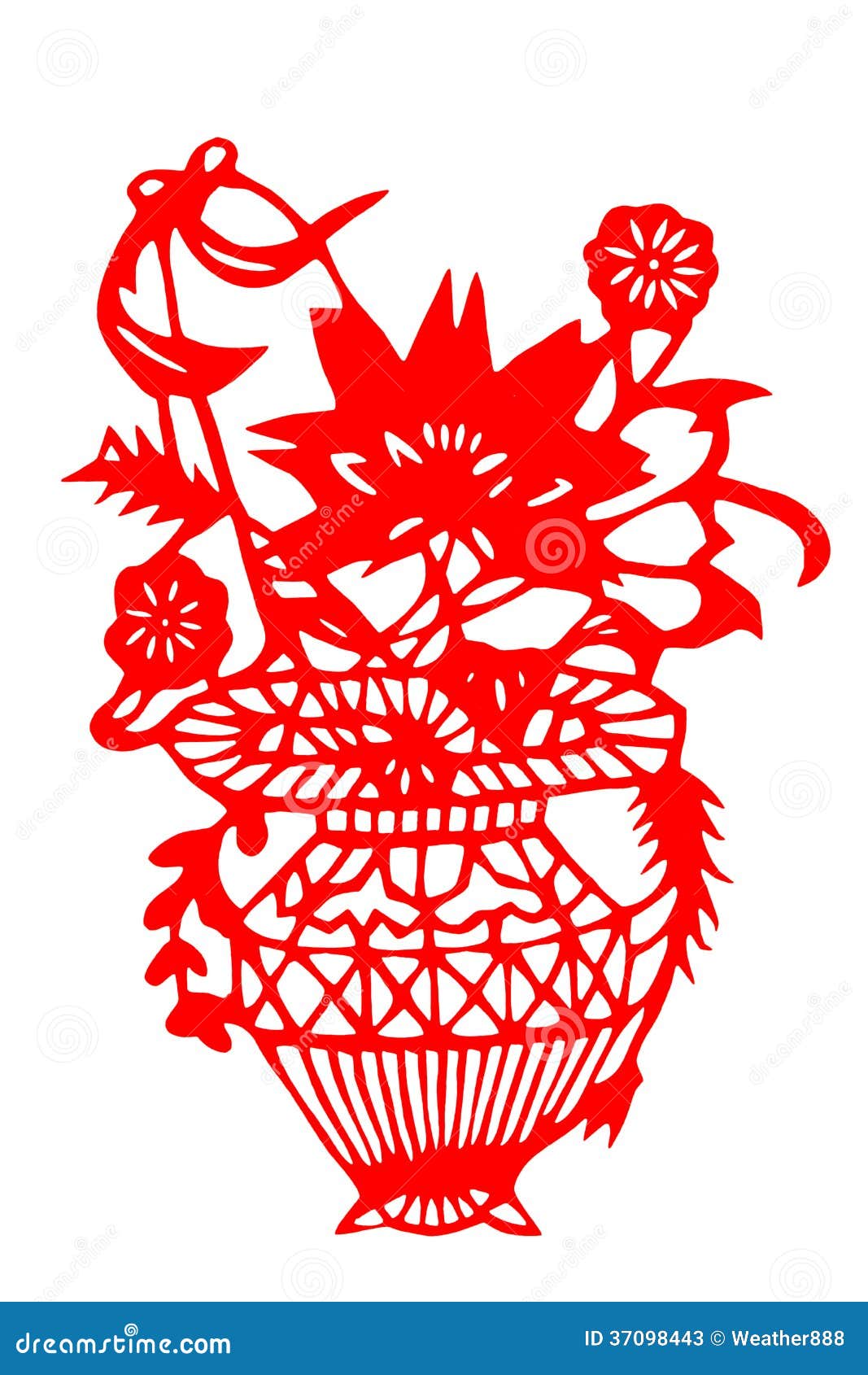 Chinese Paper-cut Flower Basket Stock Illustration - Illustration of ...