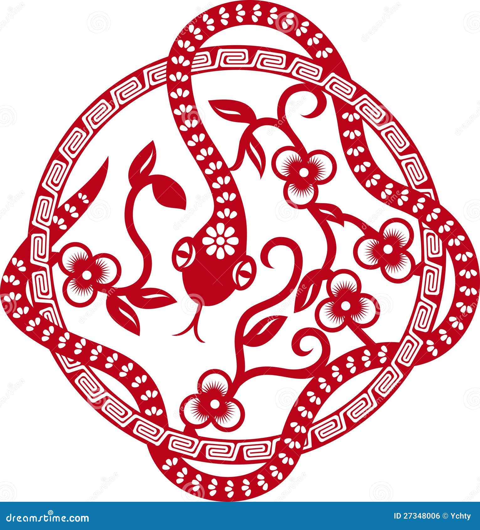 Chinese Paper Cut Snake As Symbol of Year Stock Vector - Illustration ...