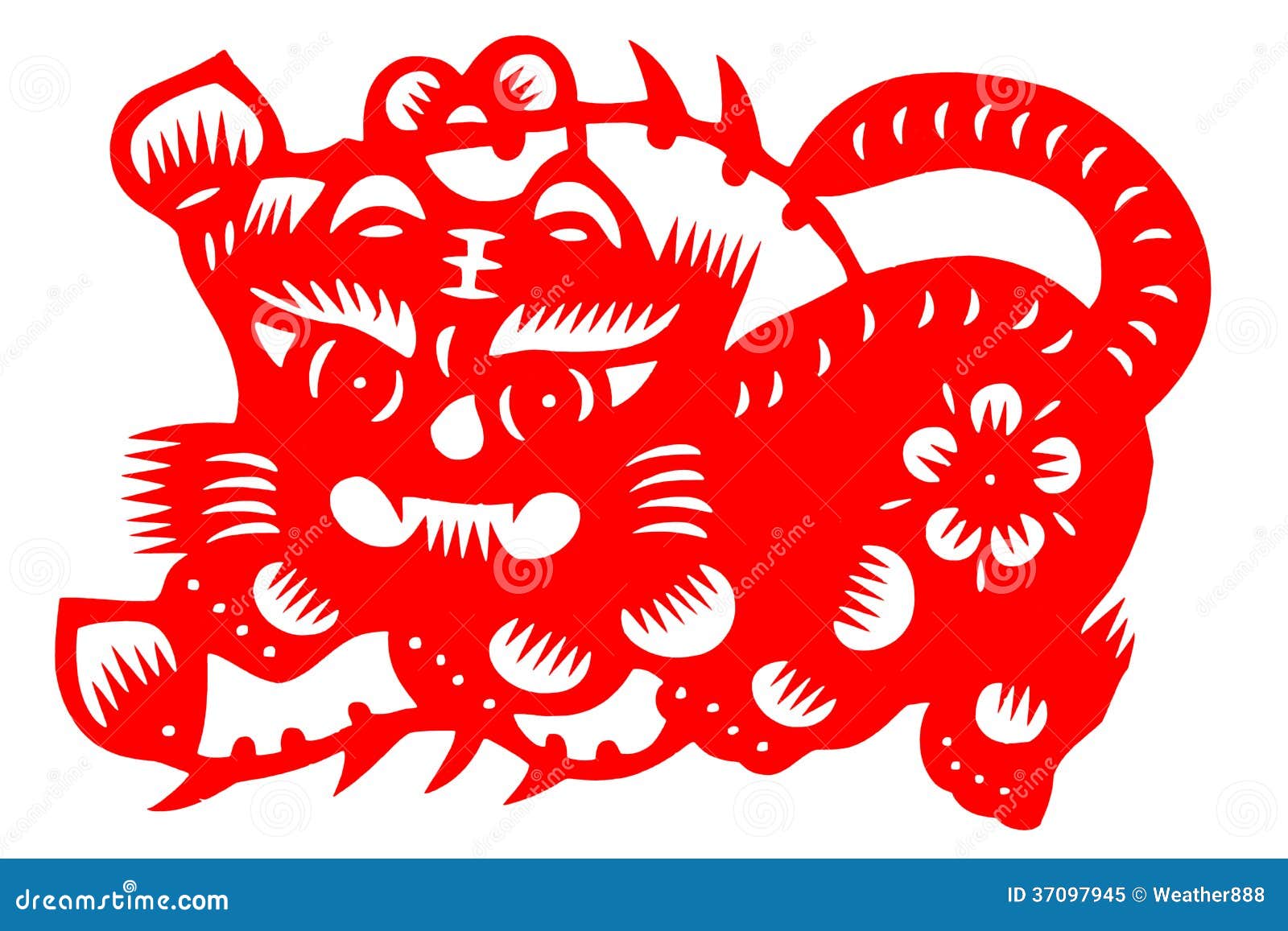 Chinese paper-cut tiger stock image. Image of race, piture - 37097945