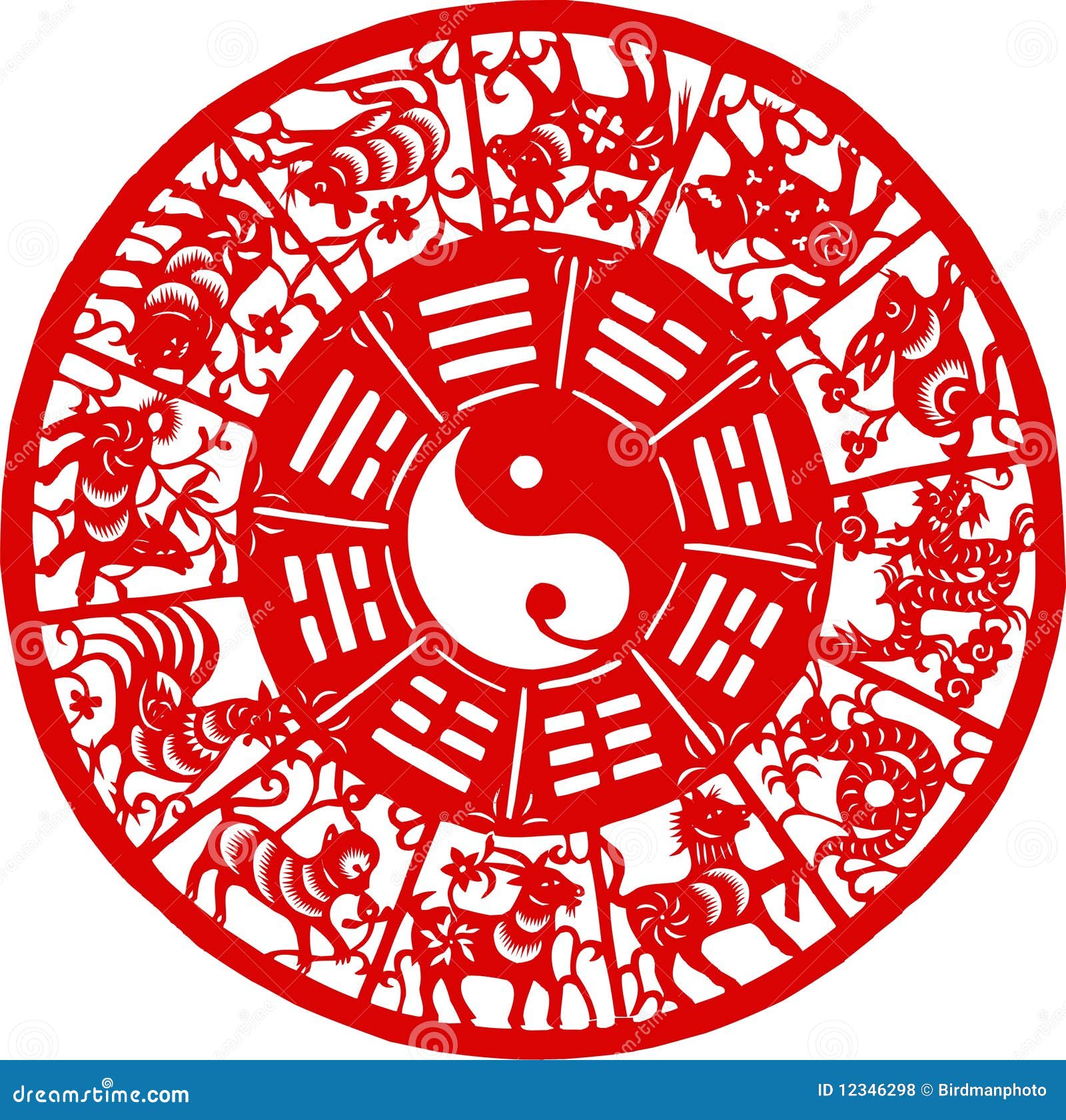 Chinese paper cutting stock vector. Illustration of festival - 12346298