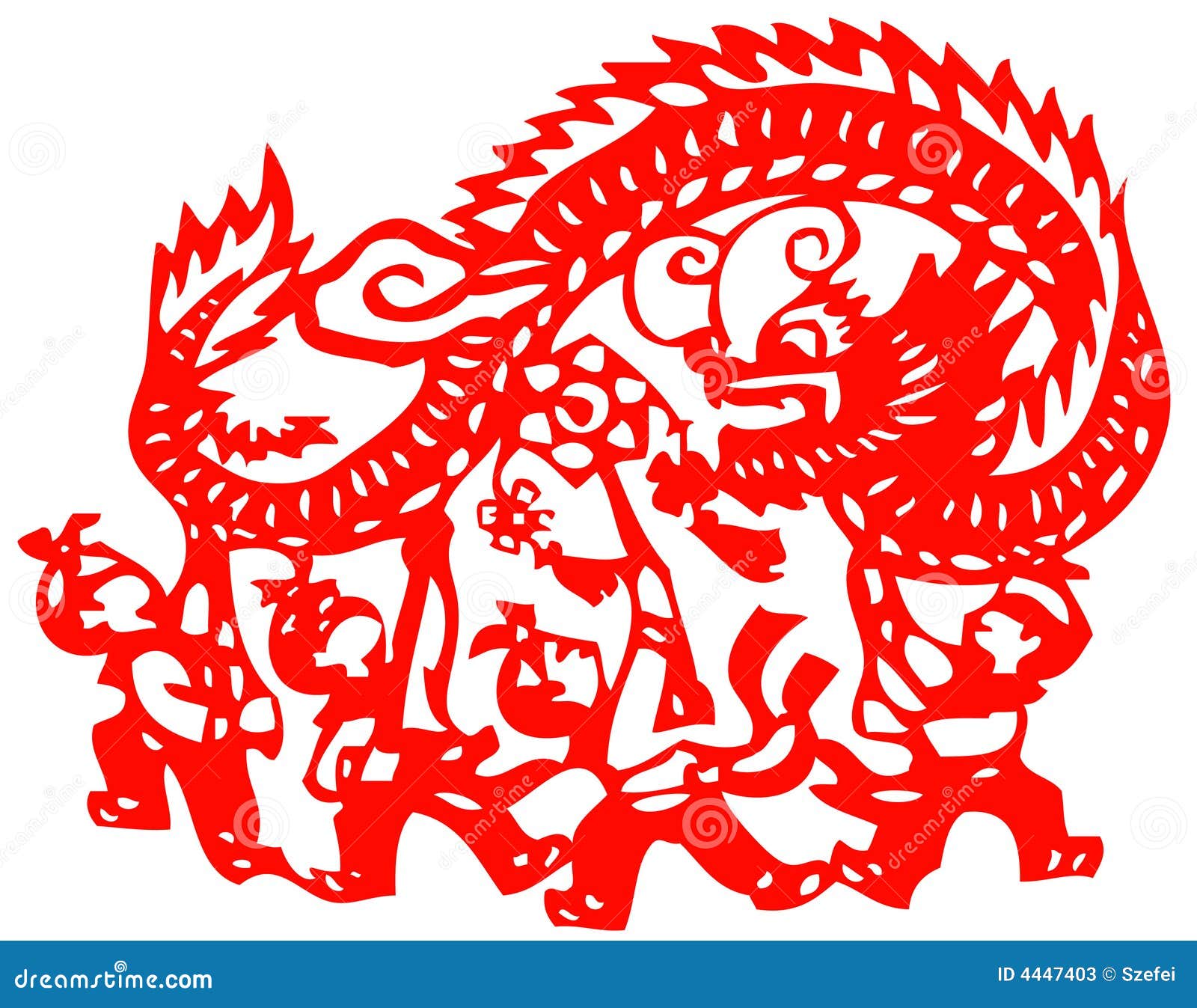 Chinese papercut stock vector. Illustration of beast, asia - 4447403