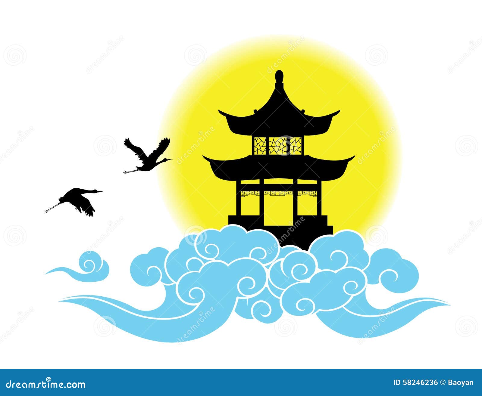Chinese paradise stock vector. Illustration of japanese - 58246236