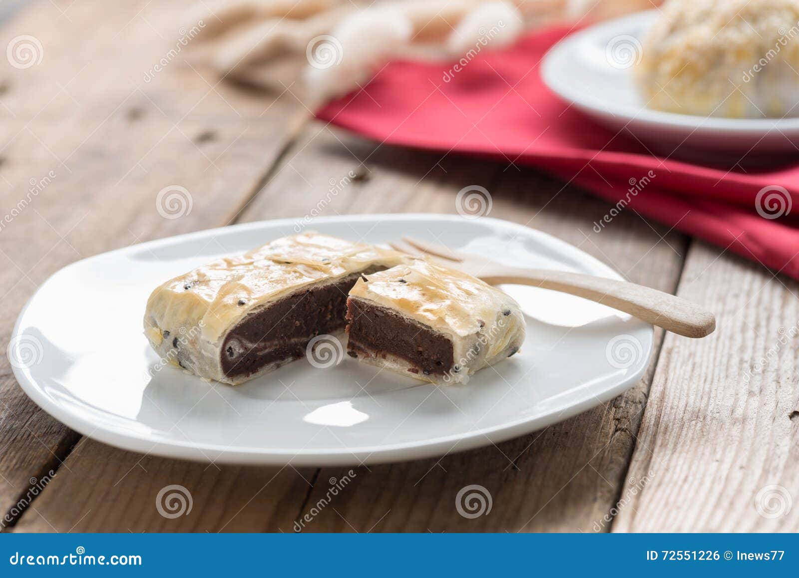 Chinese Pastry, Pie Red Bean with Black Sesame. Stock Photo - Image of ...
