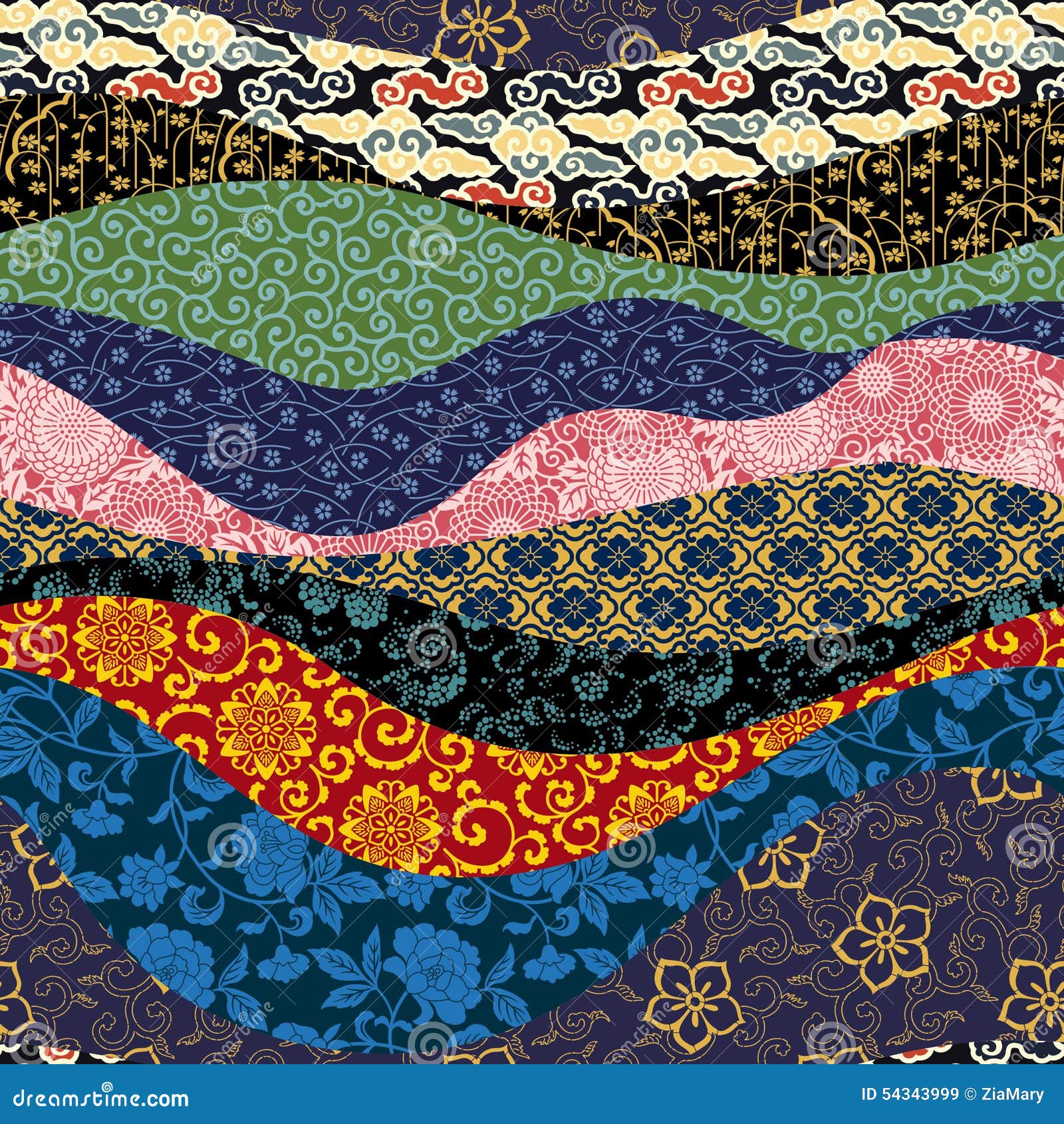 Chinese patchwork stock vector. Illustration of background - 54343999