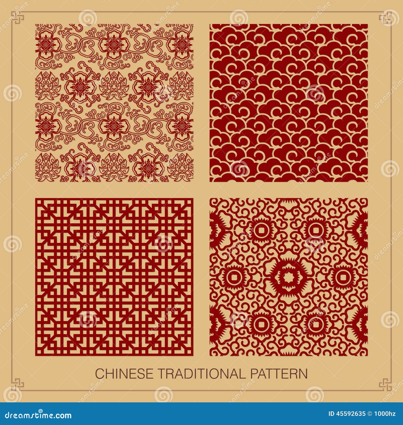 Set Of Chinese Pattern Elements - Calligraphy Feng Shui Symbols Cartoon ...