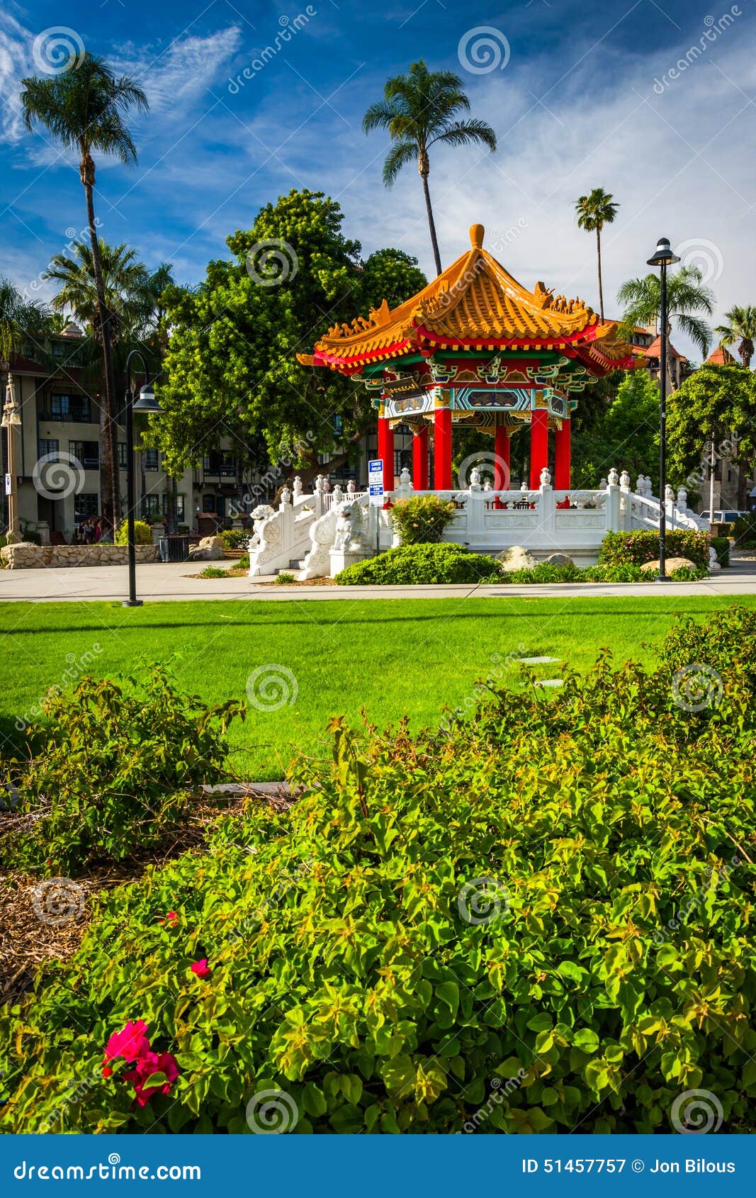 The Chinese Pavilion, in Downtown Riverside Stock Image - Image of ...