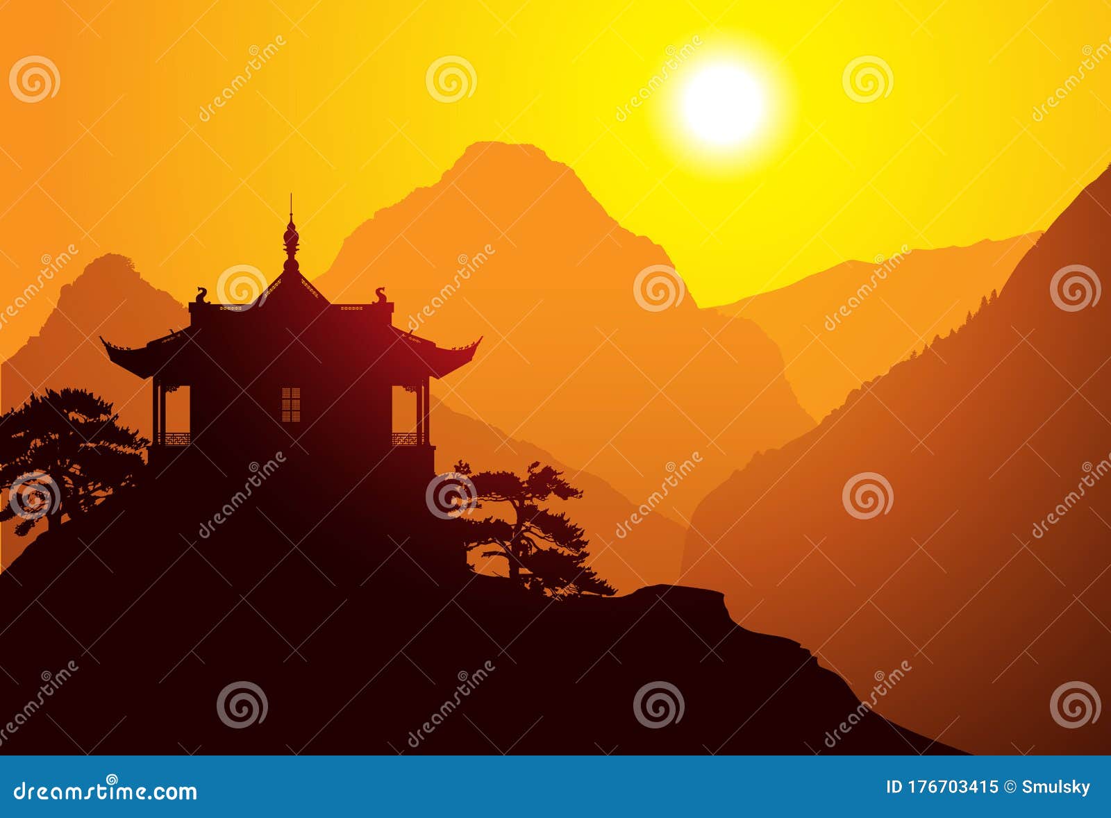 Chinese pavilion stock vector. Illustration of national - 176703415