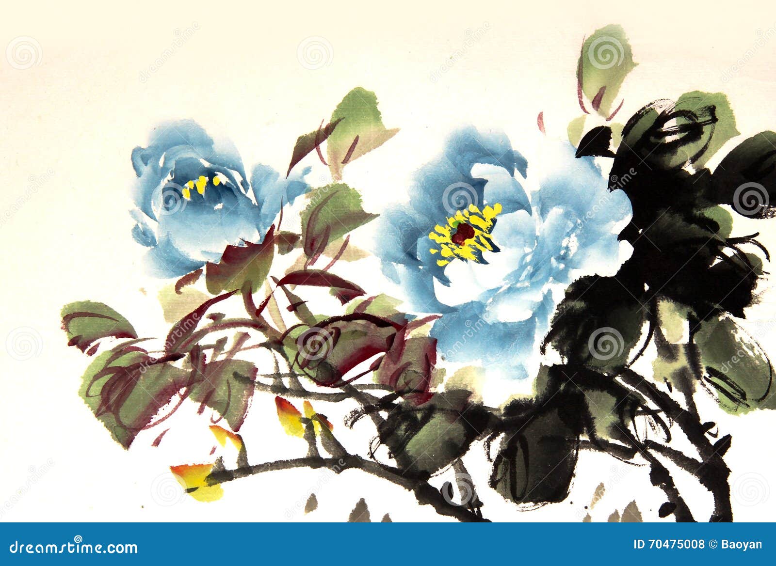 Chinese Peony Ink Drawing Royalty-Free Stock Image | CartoonDealer.com ...