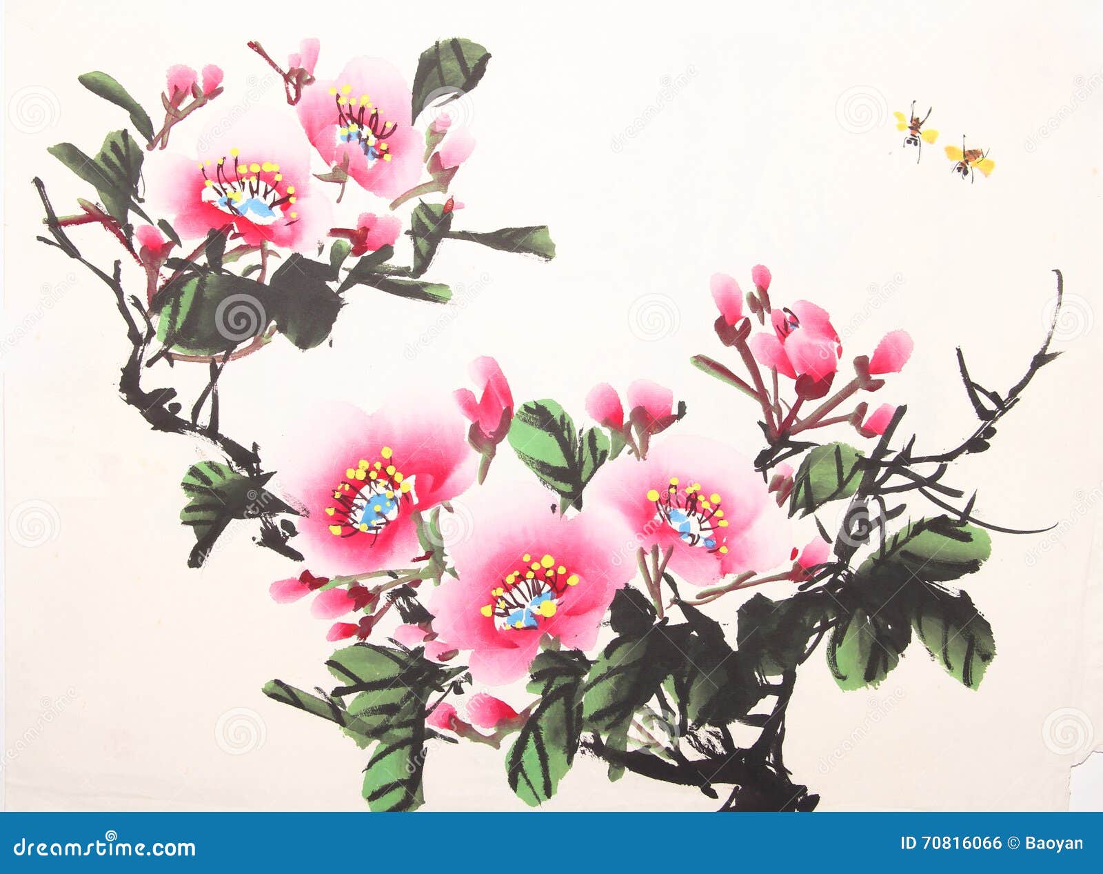 Chinese Peony Ink Drawing Royalty-Free Stock Image | CartoonDealer.com ...