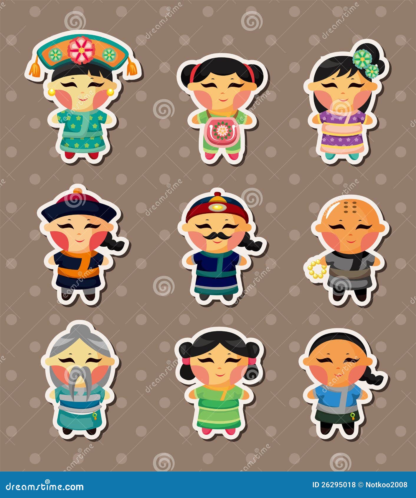 Chinese people stickers stock vector. Illustration of collection - 26295018