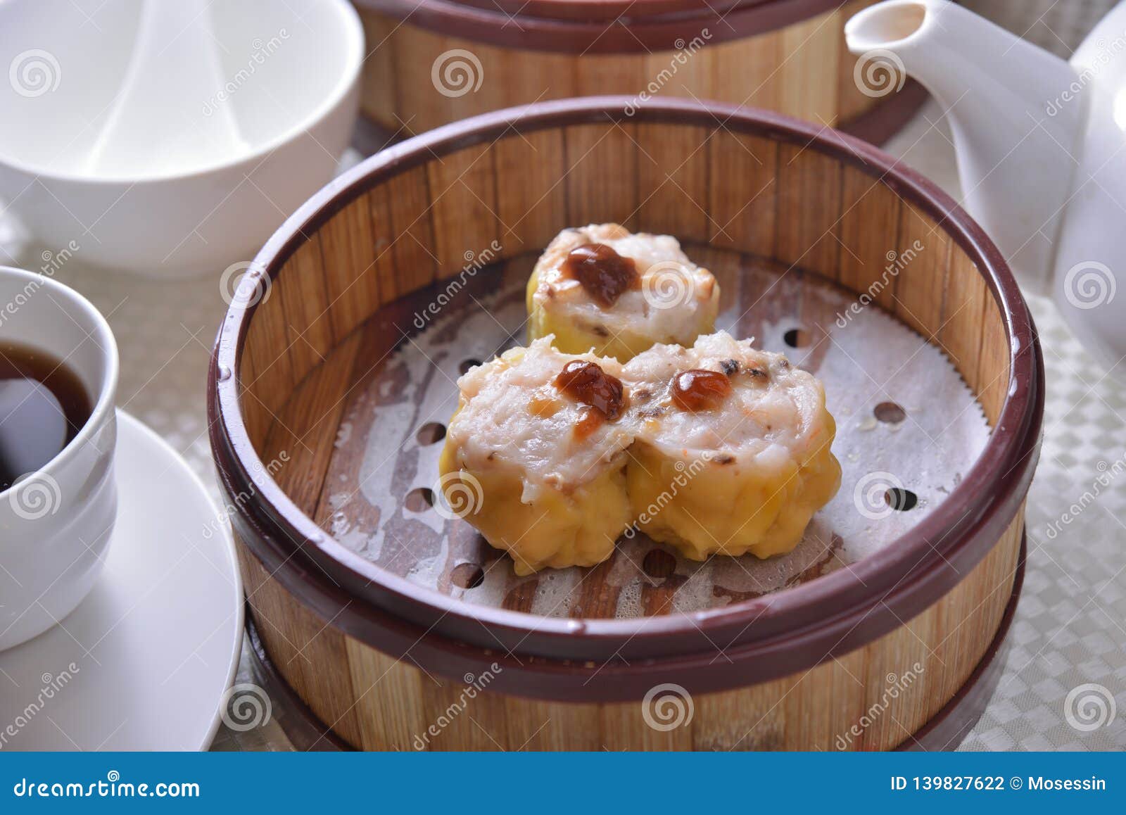 Pork dim sum stock photo. Image of steamer, meal, teapot - 139827622