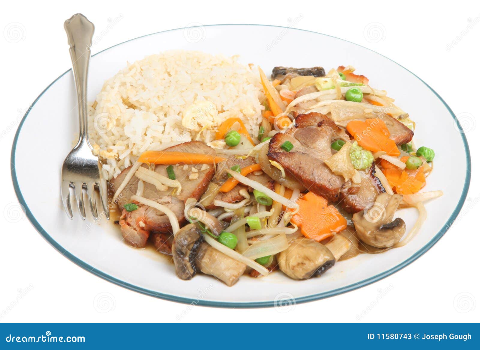 Chinese Pork with Vegetables & Rice Stock Image - Image of carrots ...