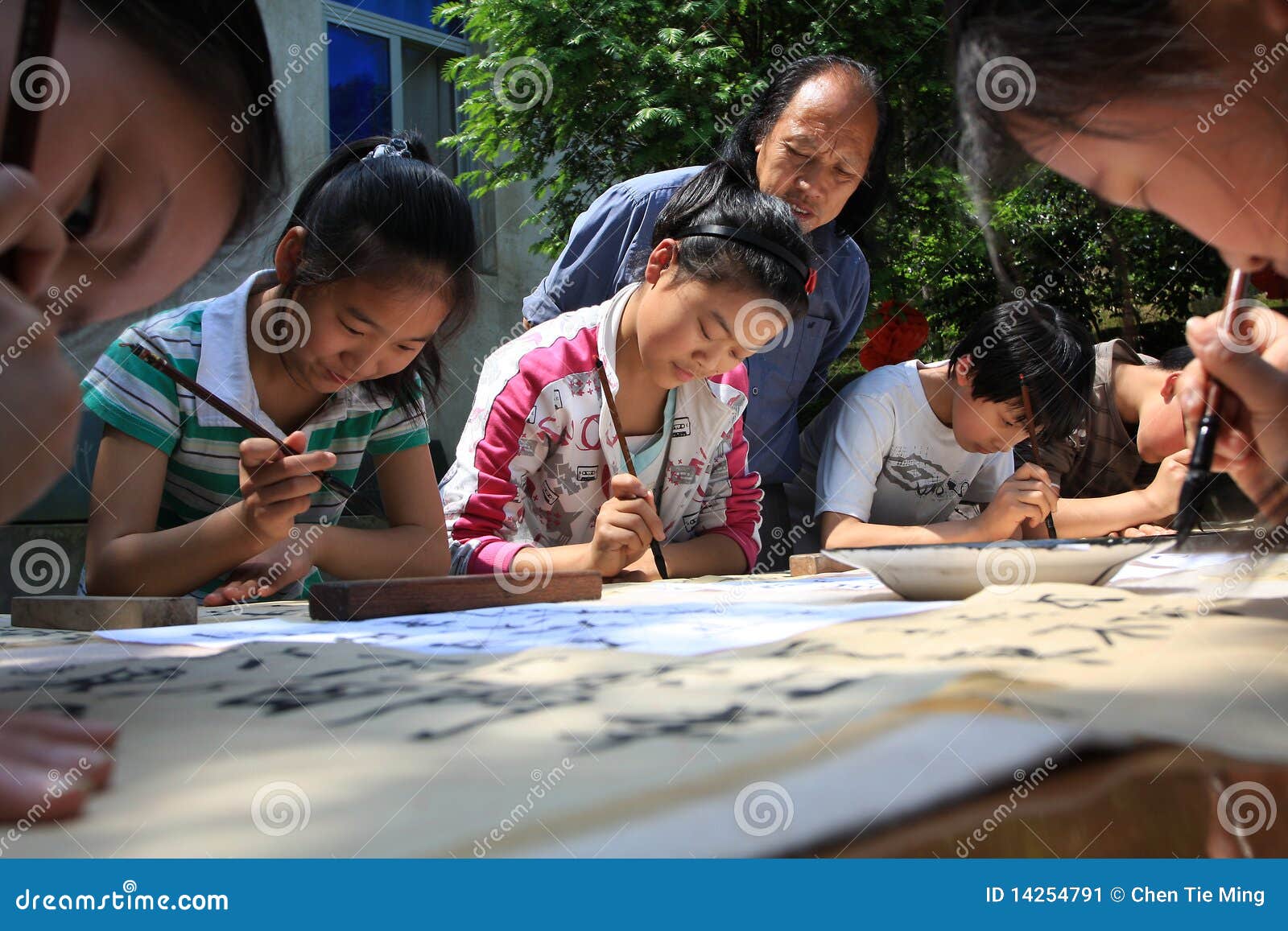 Chinese Primary School Students in Learning Callig Editorial Photo ...