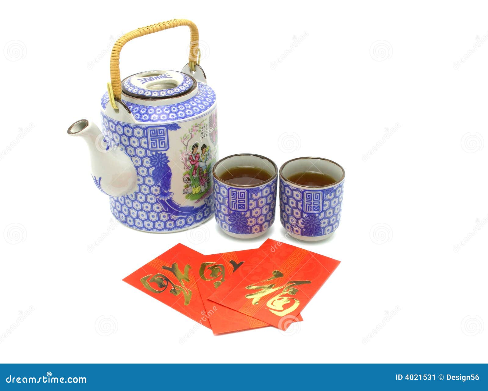 Chinese Prosperity Tea Set and Red Packets Stock Image - Image of ...