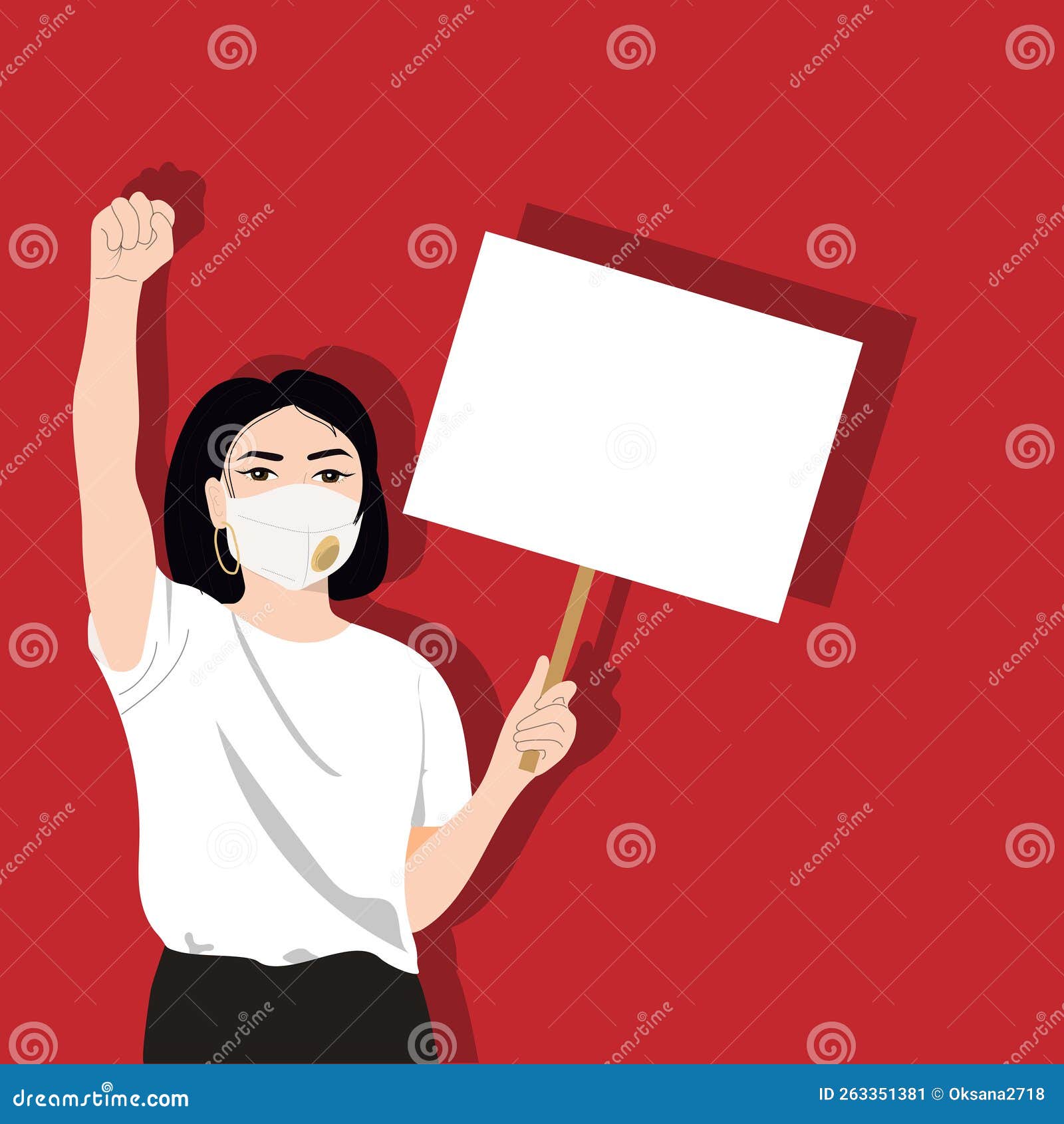 Chinese Protester Holding Empty Banner Stock Vector - Illustration of ...