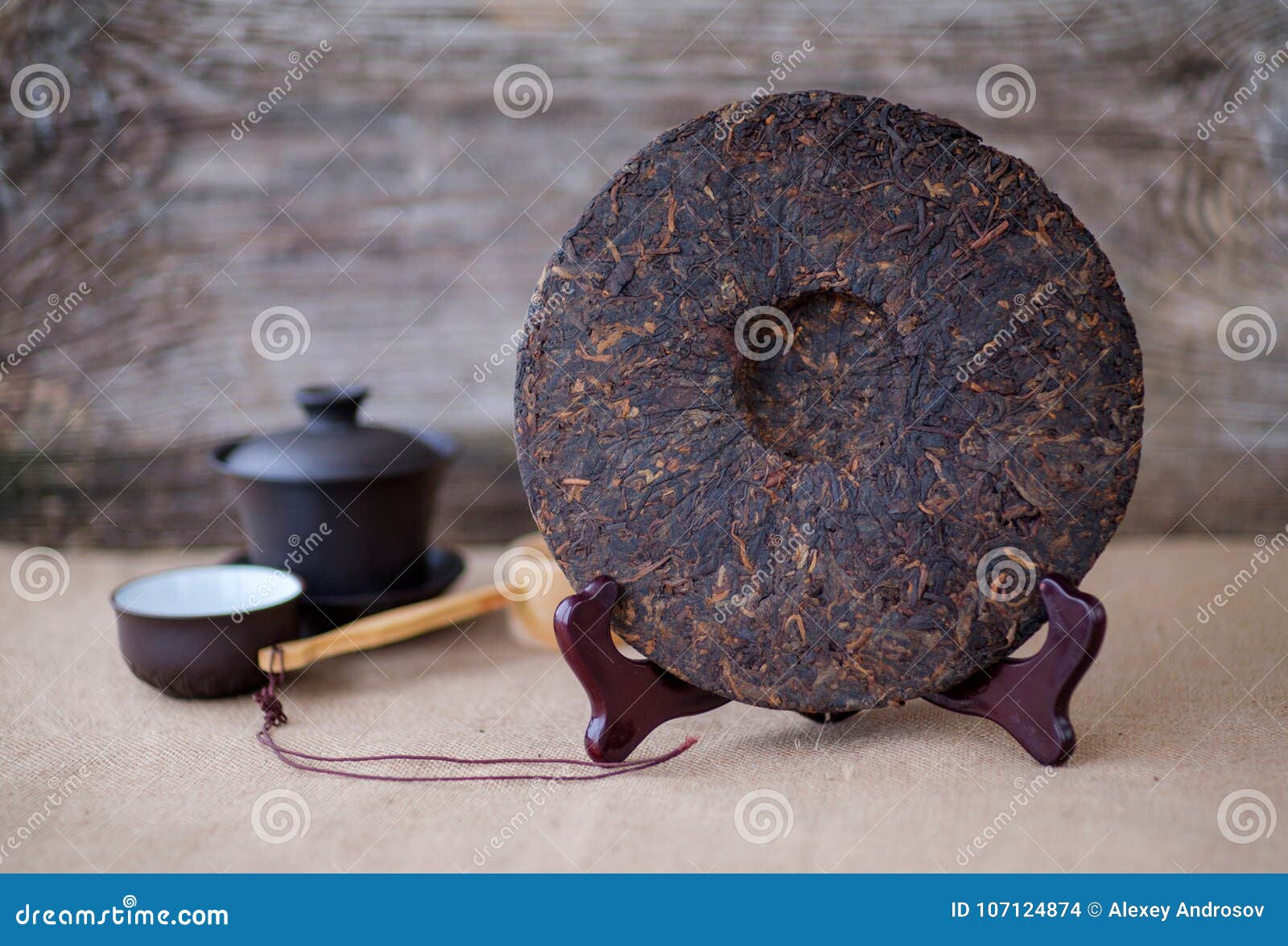 Chinese Puer Tea Pressed into the Shape of a Pancake Stock Photo ...