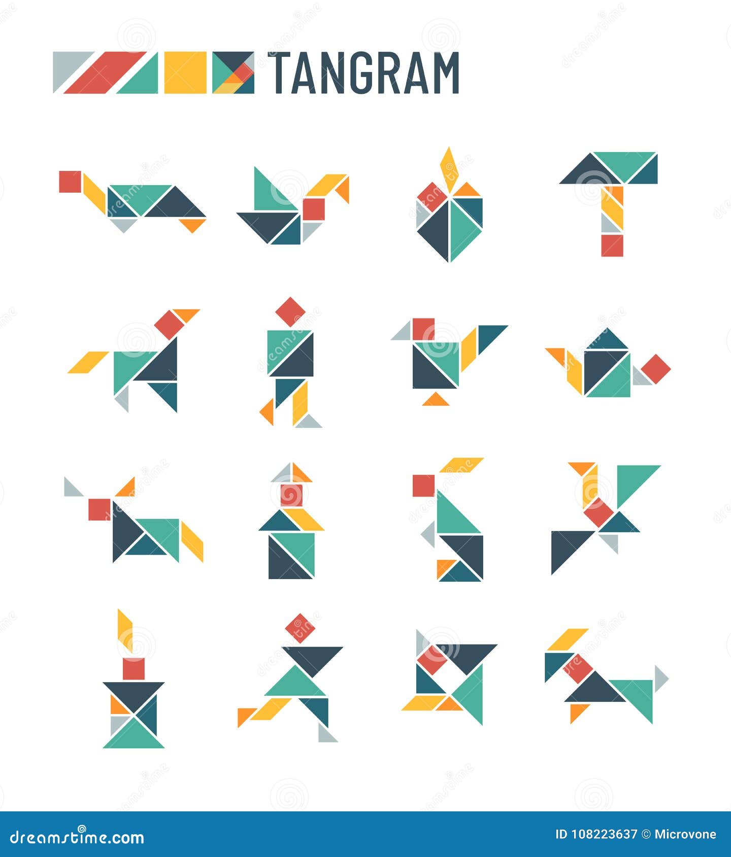 Set Of Tangram Puzzle Pythagoras Royalty Free Vector Image 54 Off