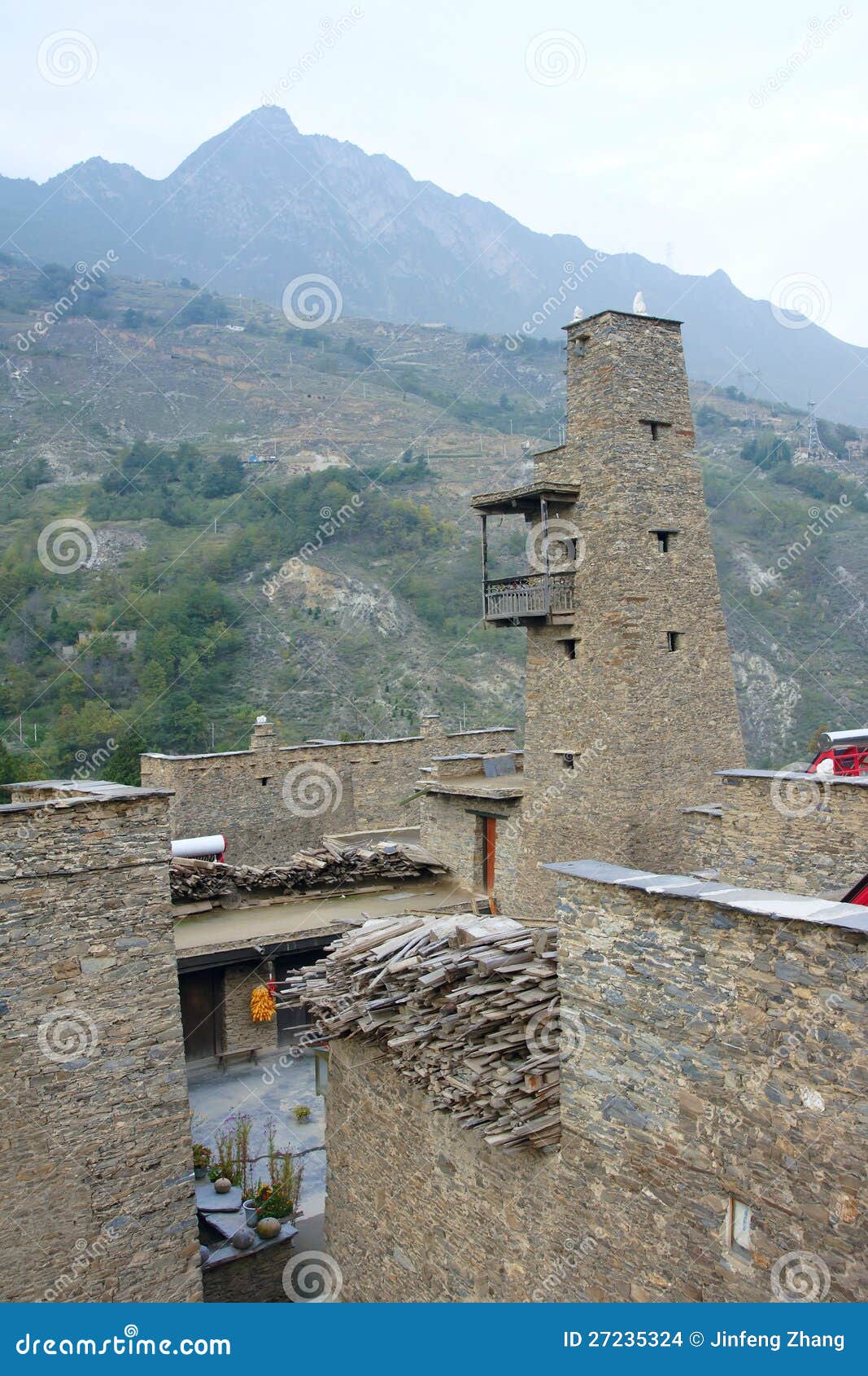 Chinese Qiang Ethnic Minority Tower Stock Photo - Image of lixian ...