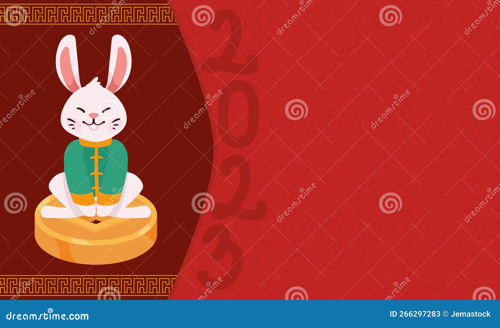 Chinese rabbit in coin stock vector. Illustration of asia - 266297283