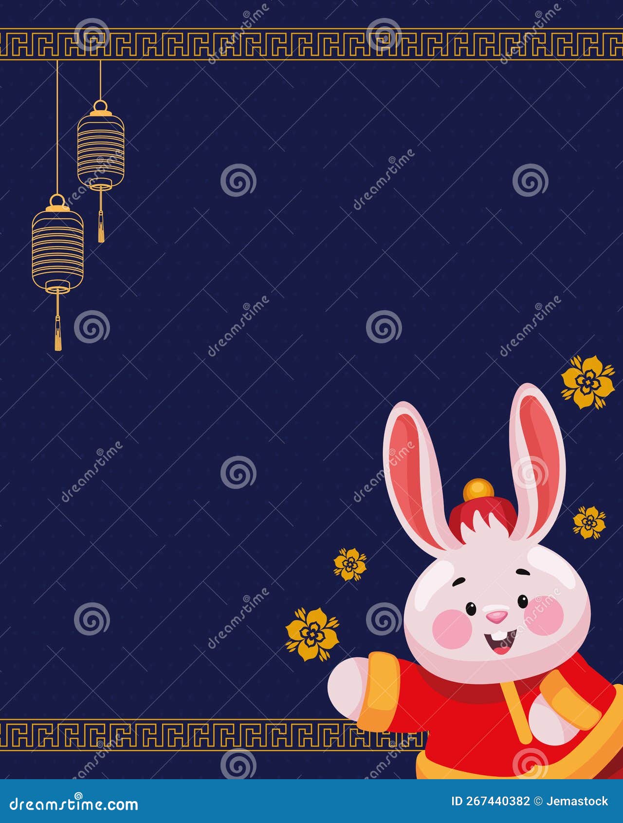 Chinese rabbit with lamps stock vector. Illustration of traditional ...
