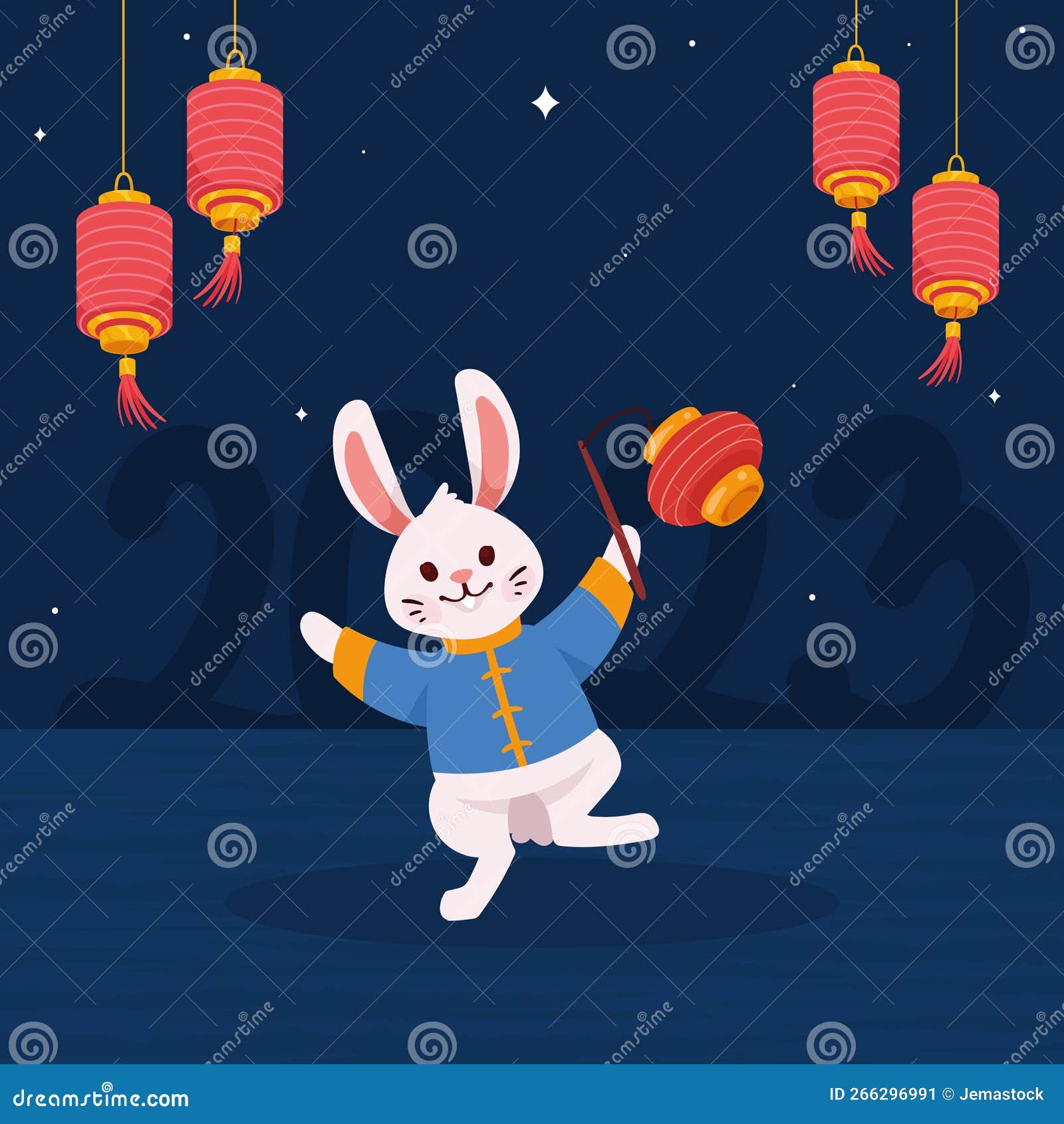 Chinese Rabbit with Lanterns Stock Vector - Illustration of tradition ...