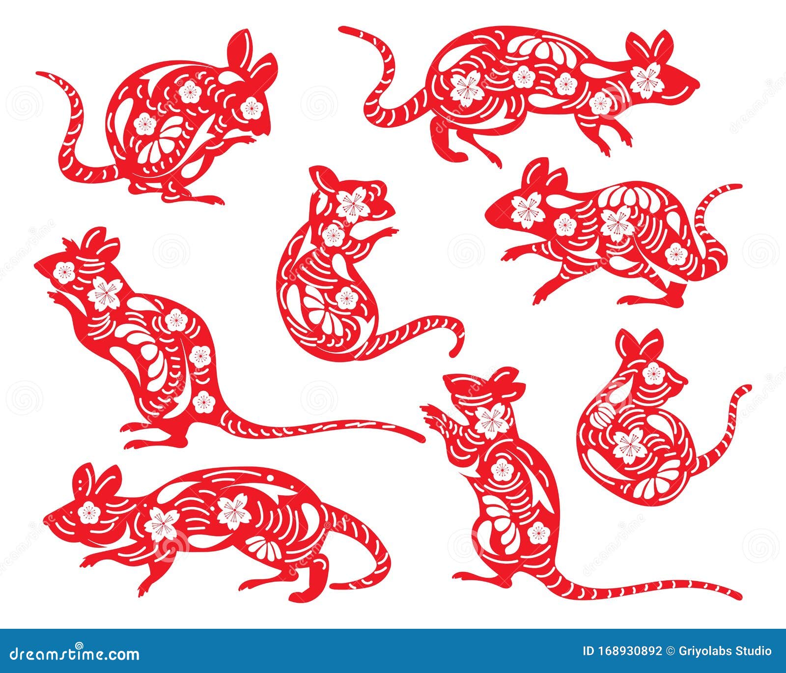 Chinese Rat Variant Poses Bundle Collection Stock Illustration ...