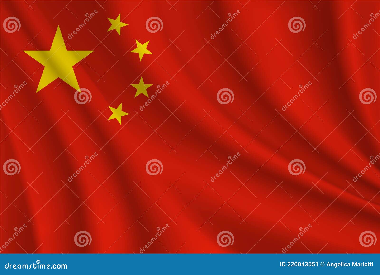 Chinese Realistic Wavy Flag Stock Vector - Illustration of republic ...
