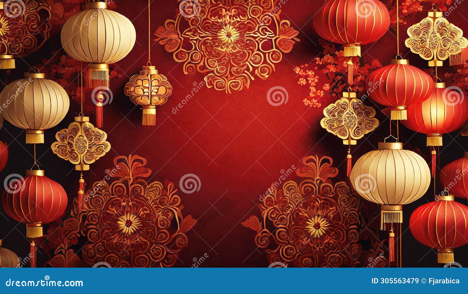 Chinese Red Background with Decorations Stock Illustration ...
