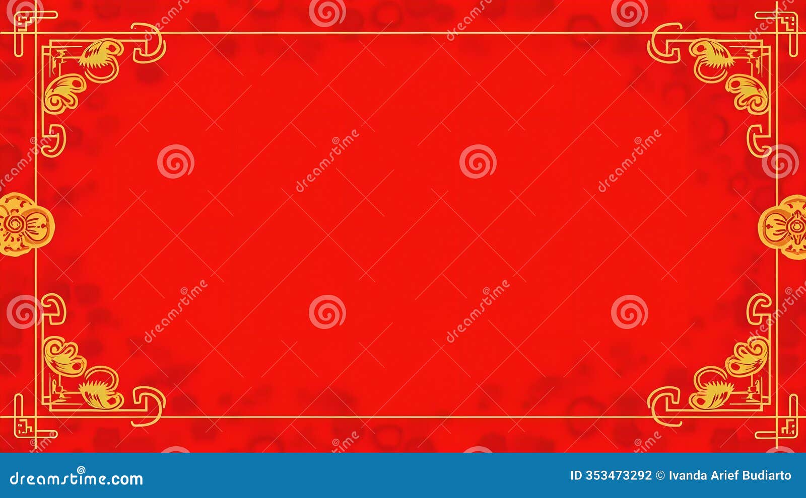 Chinese Red Background with Golden Decorative Border. Concept of ...