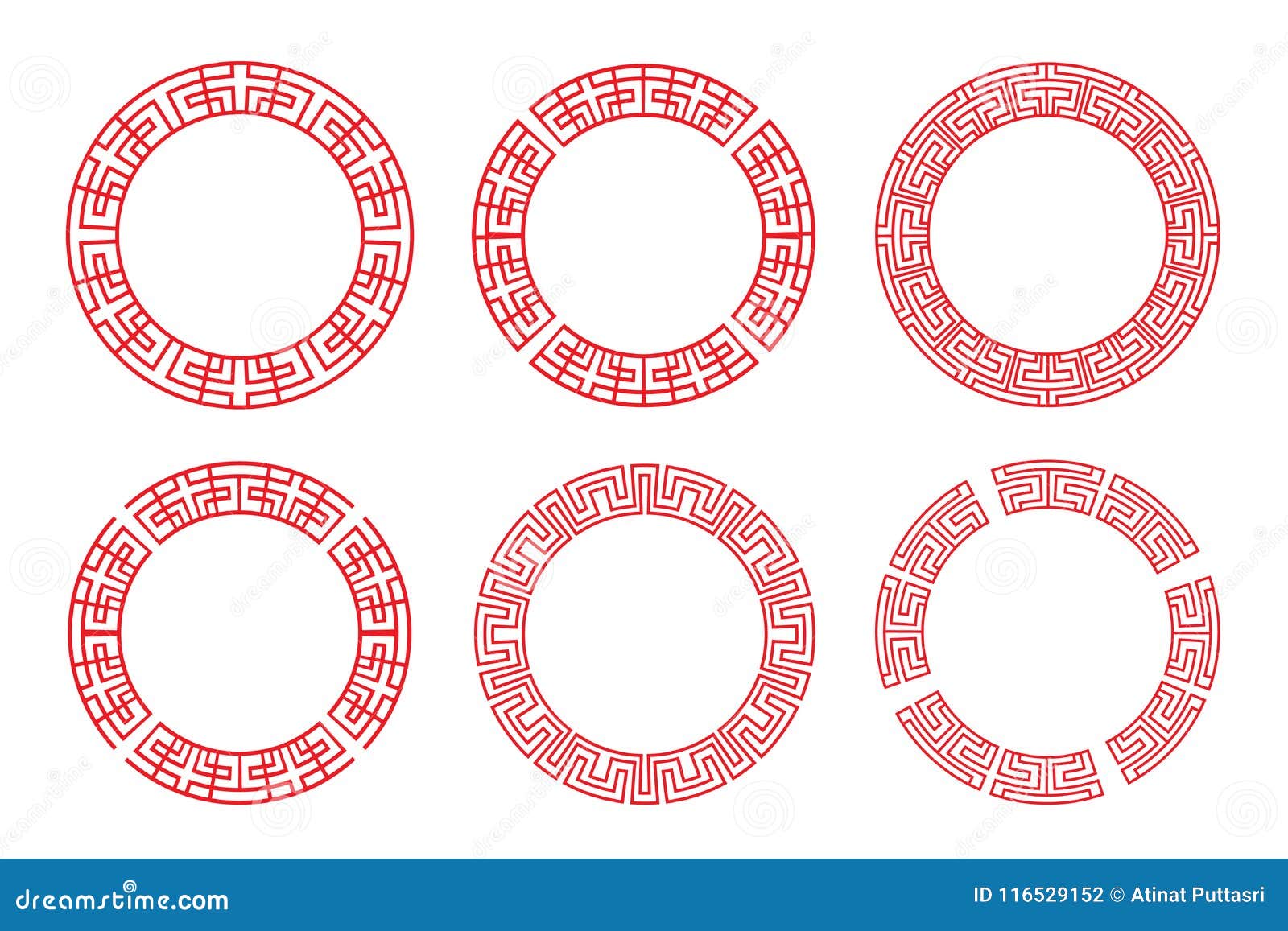 Chinese Red Circle Frame Set Abstract Pattern Vector Design Stock ...