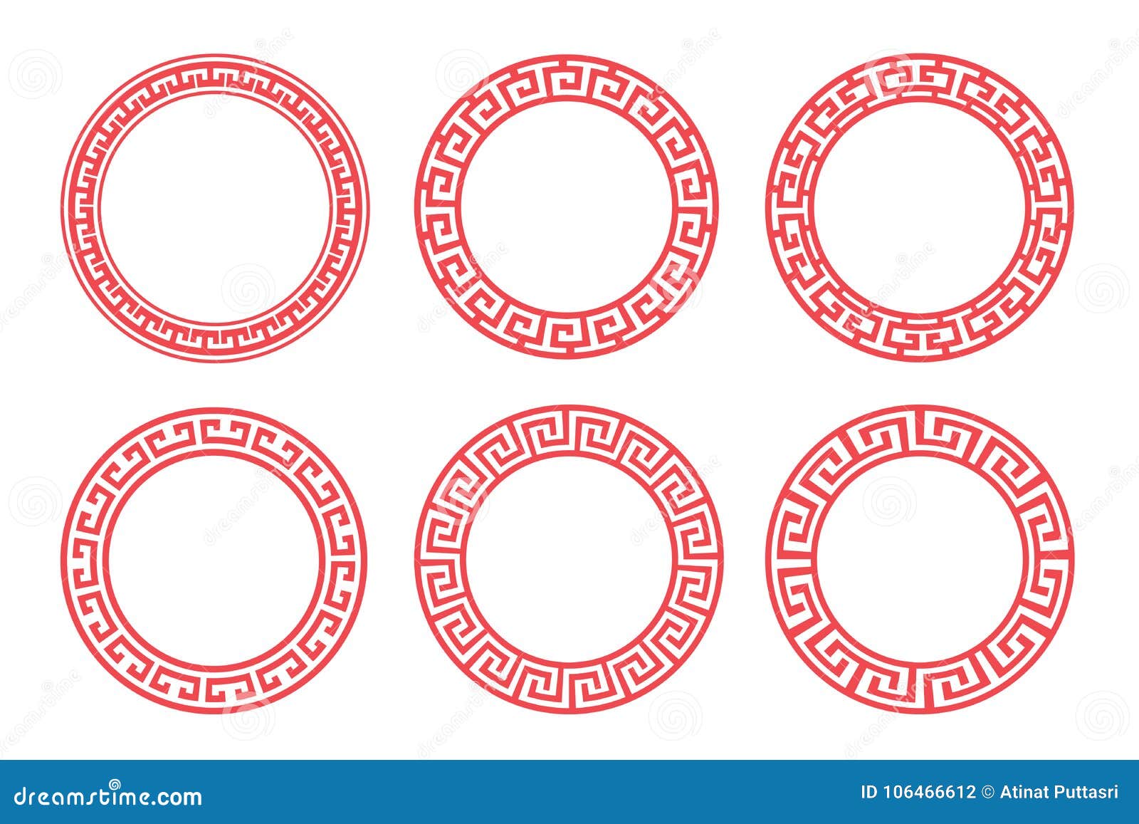 Chinese Red Circle Frame Set Vector Design. Stock Vector - Illustration ...