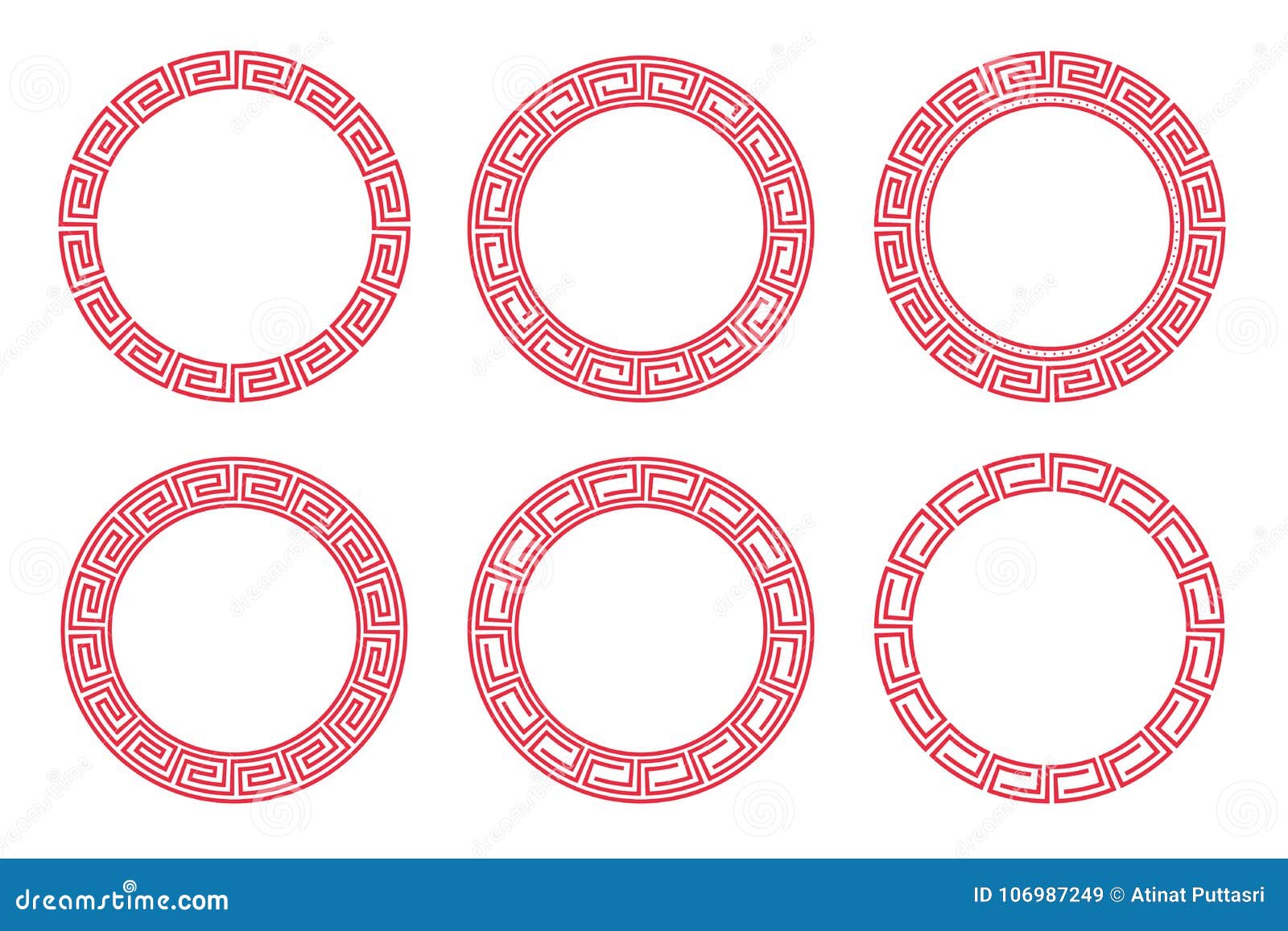Chinese Red Circle Frame Set Vector Design. Stock Vector - Illustration ...