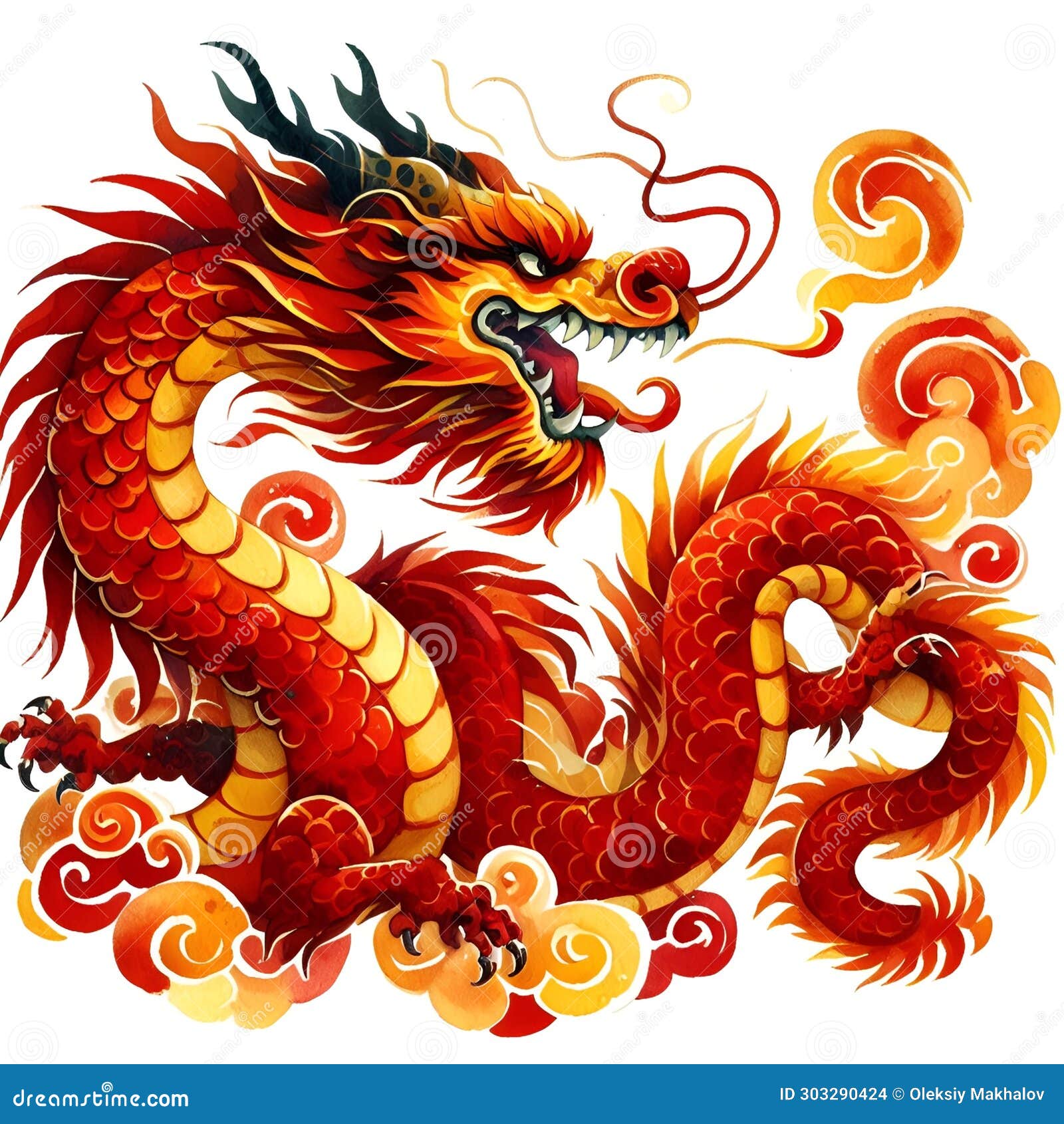 Chinese Red Dragon Symbol of New Year Stock Illustration - Illustration ...