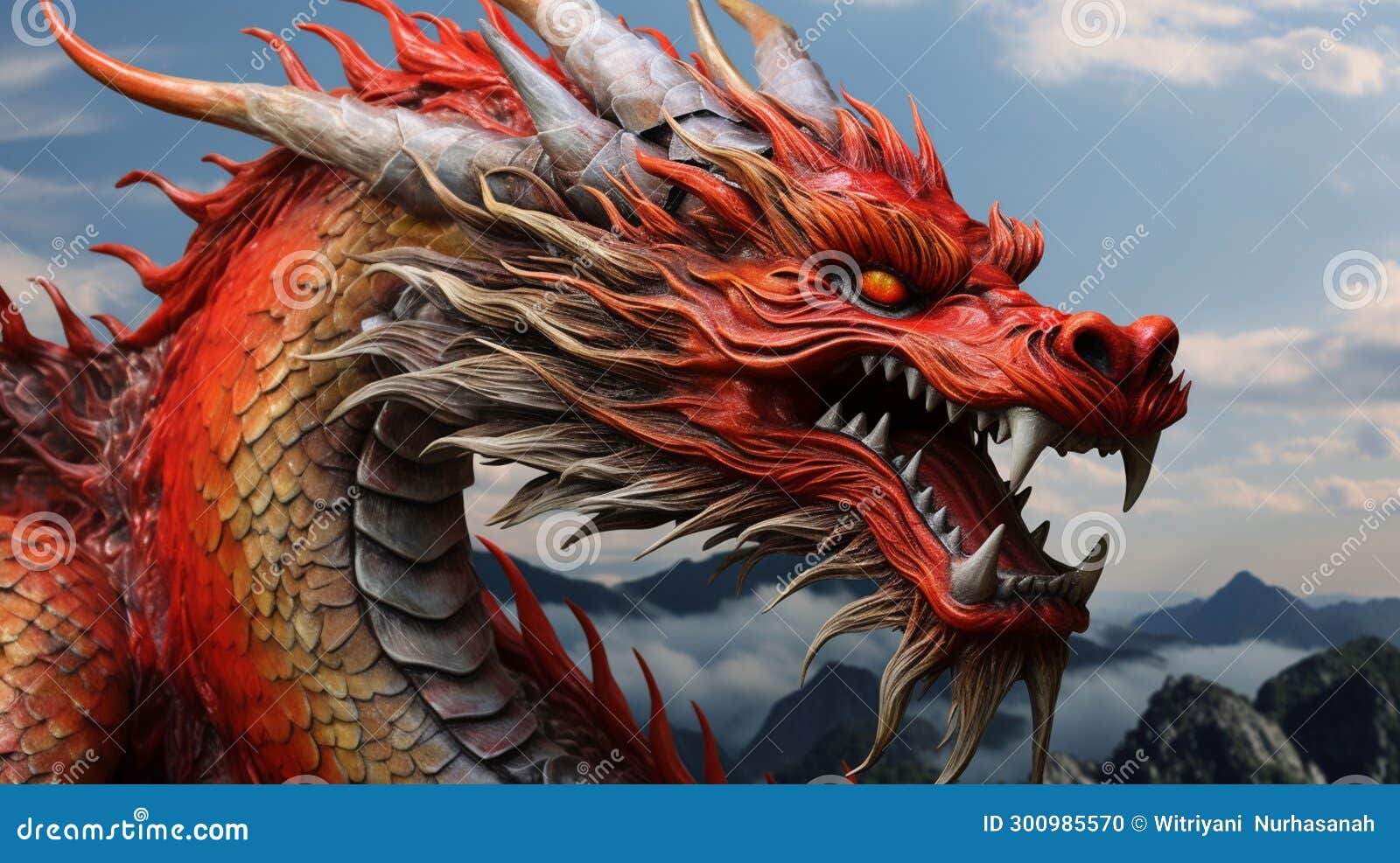 Chinese Red Dragon on White with Clipping Path.Red Traditional Chinese ...