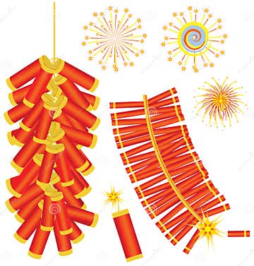Chinese Red Fireworks .Vector Isolated on White Stock Vector ...