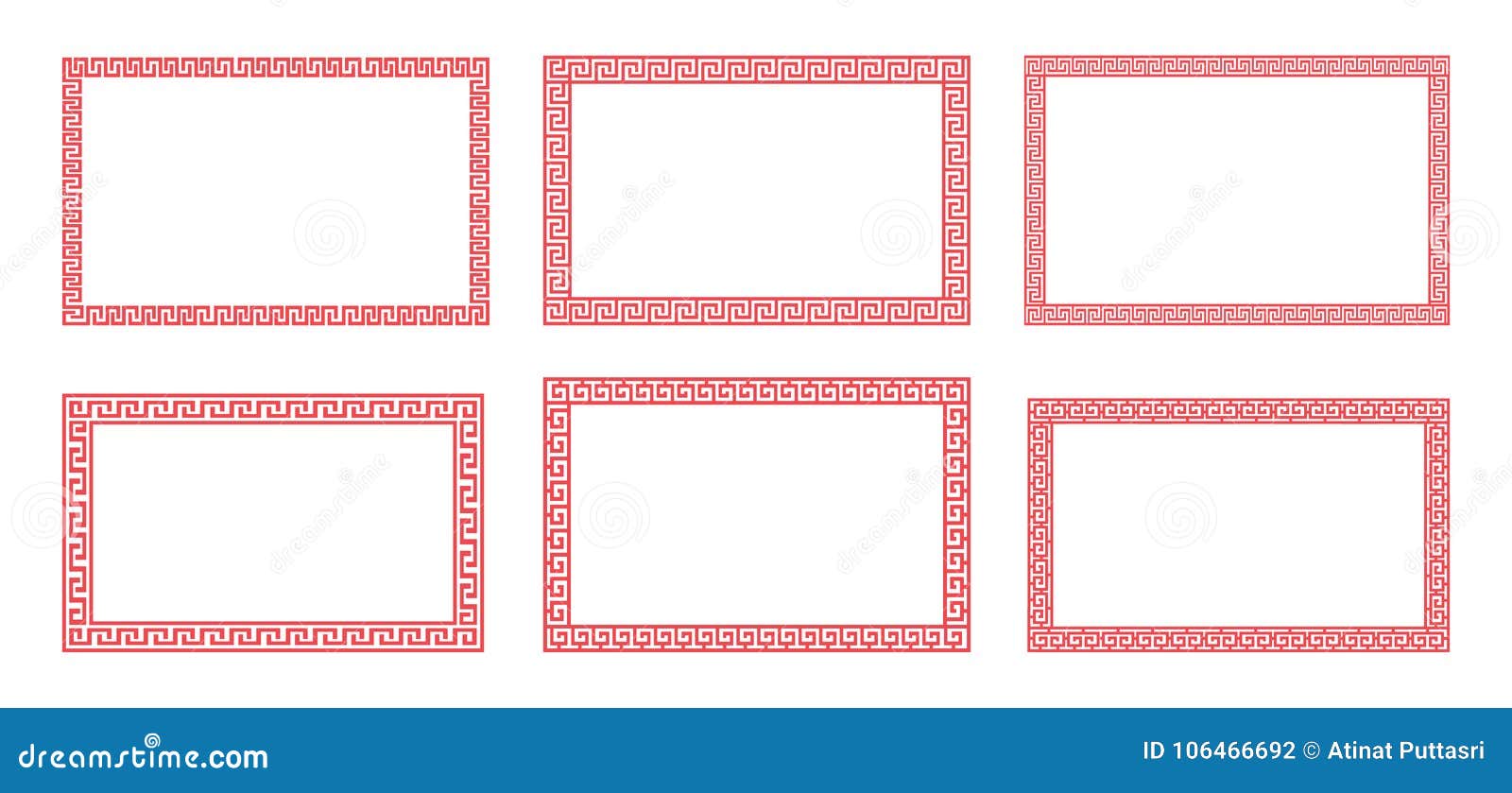 Chinese Red Frame Set on White Background. Stock Vector - Illustration ...